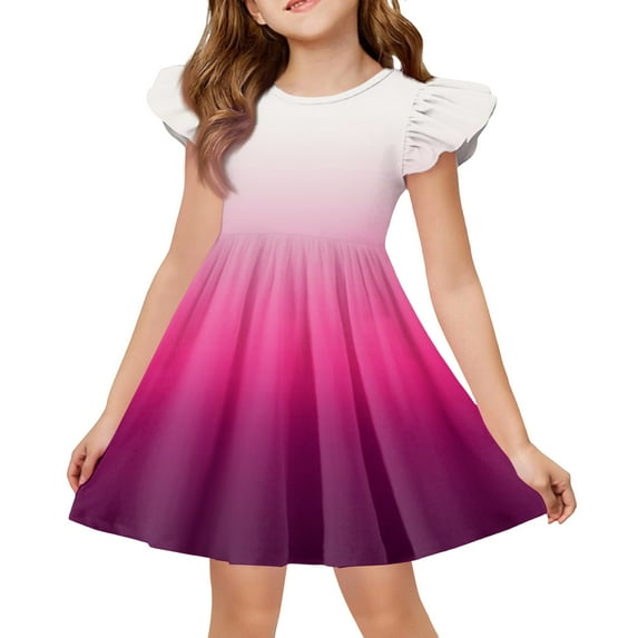 Abcomgle Summer Dress for Girls 10-12 Casual A-Line Flutter Sleeve Midi ...