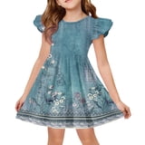 Abcomgle Summer Dress for Girls 10-12 Casual A-Line Flutter Sleeve Midi ...