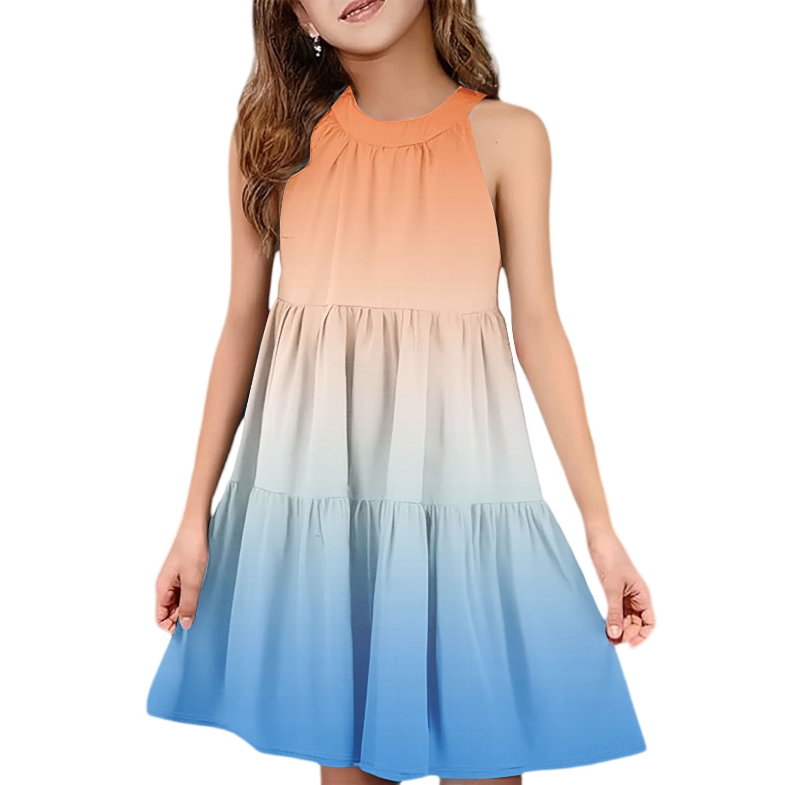 Abcomgle Summer Dress for Girls 10-12 Casual Halter Neck Sleeveless ...