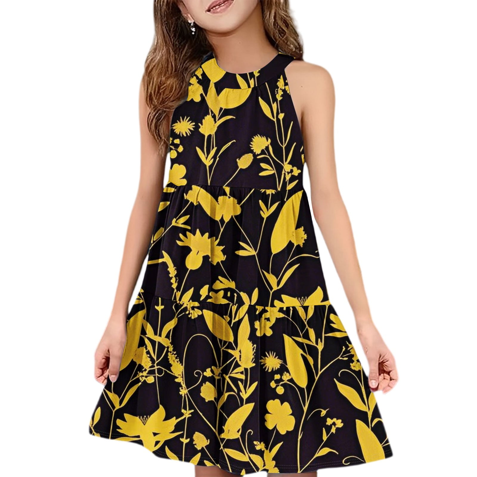Abcomgle Summer Dress for Girls 14-16 Casual Halter Neck Sleeveless ...