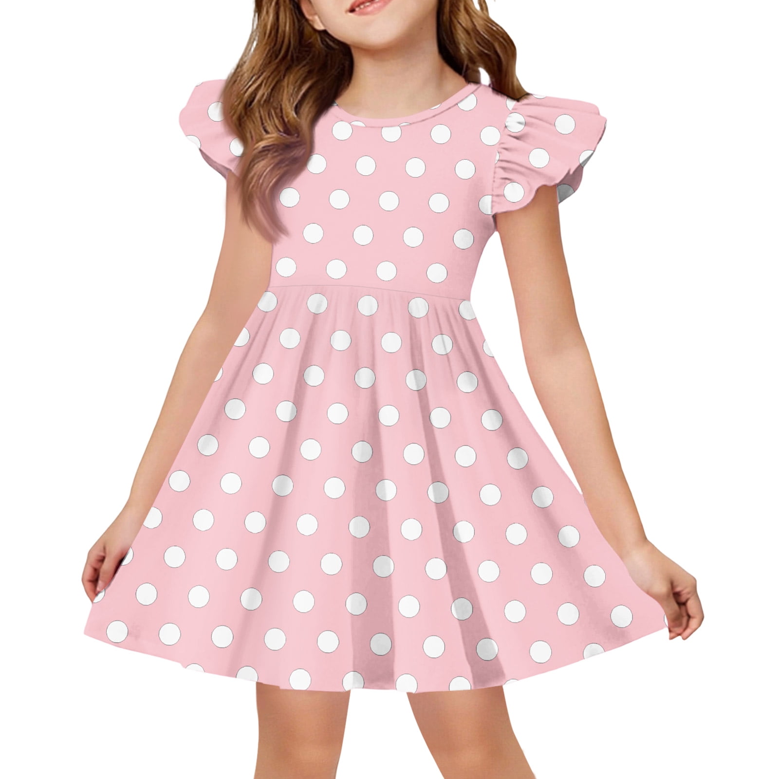 Abcomgle Summer Dress for Girls 7-8 Casual A-Line Flutter Sleeve Midi ...