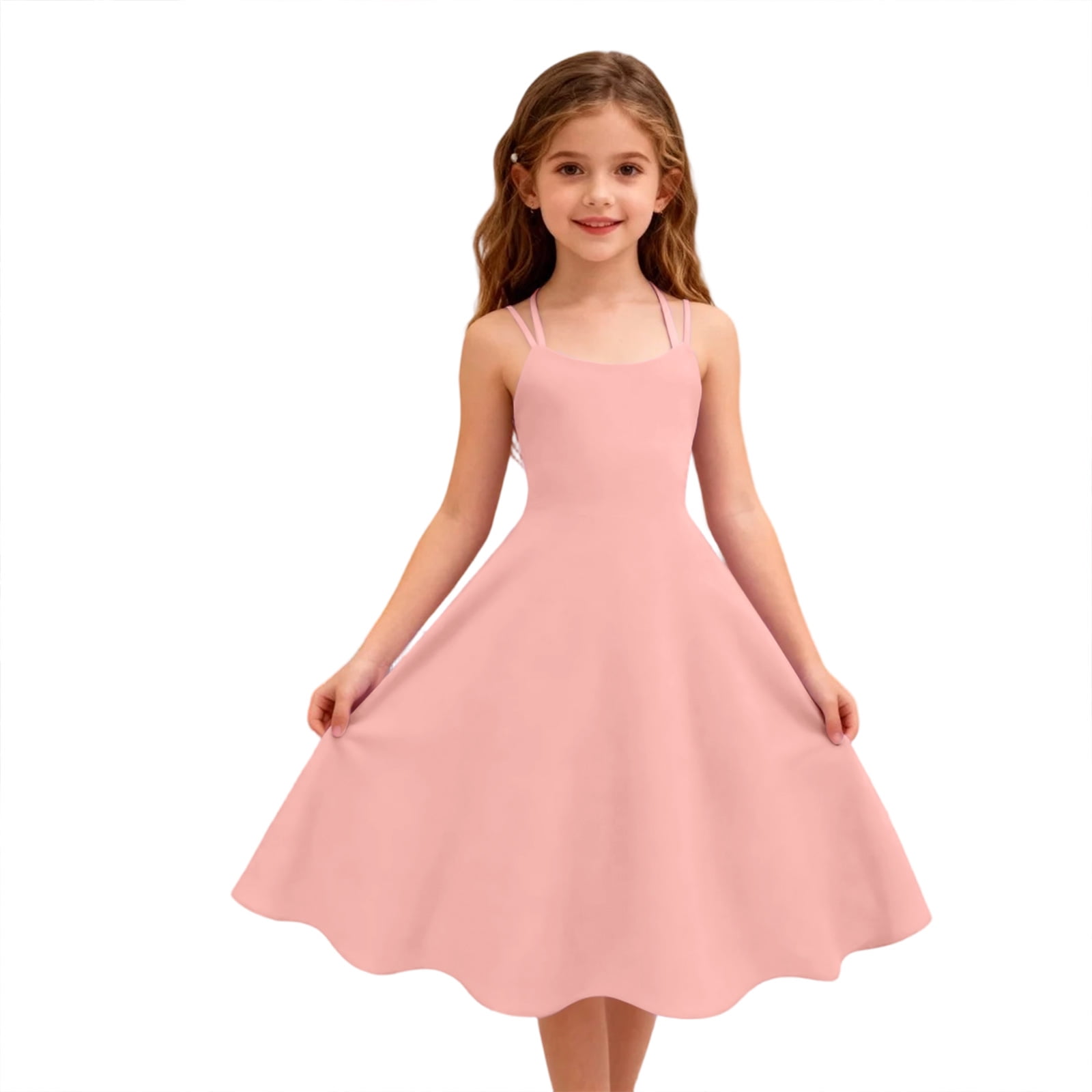 Abcomgle Summer Dress for Girls 7-8 Casual A-Line Sleeveless Midi Dress ...