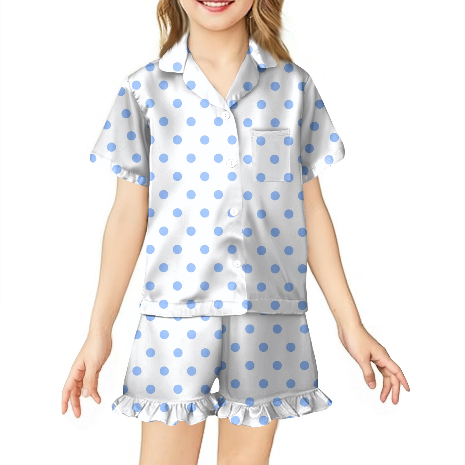 Abcomgle Summer Pajamas for Girls 10/12 Polka Dot Print Kids Matching ...