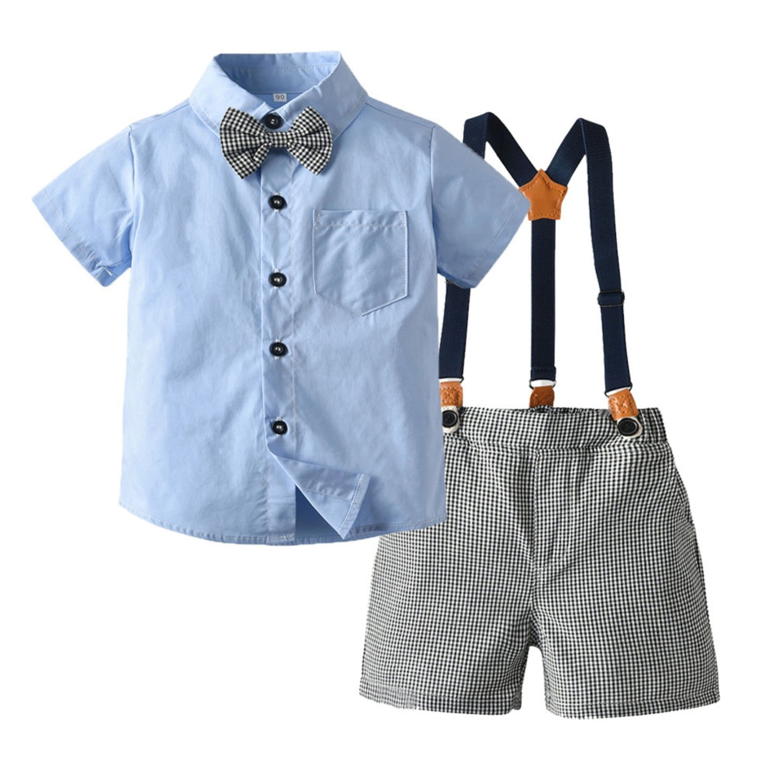 Abcomgle Toddler Formal Outfit Boy Summer Gentleman Shirt+shorts+Bow ...