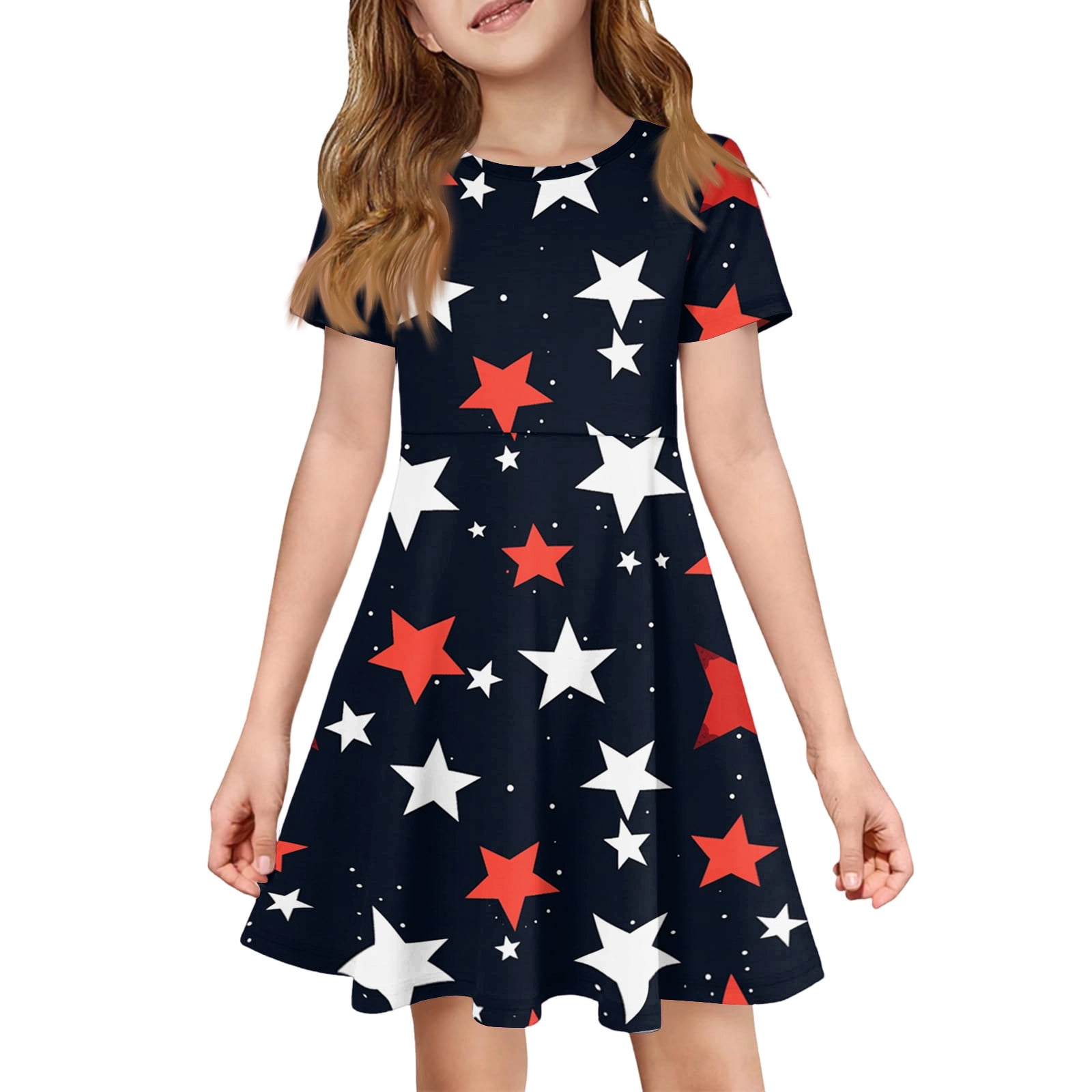 Abcomgle Toddler Girls 4th Of July Dress American Stars Printed ...