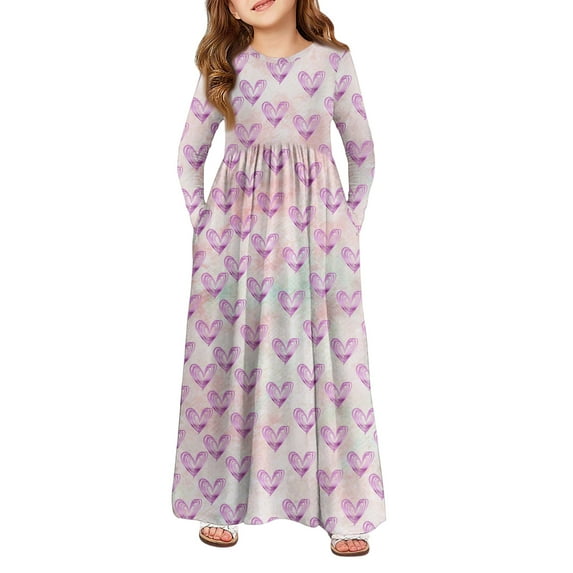 Abcomgle Valentines Dresses for Girls 10-12 Funny Loveheart Print Maxi ...