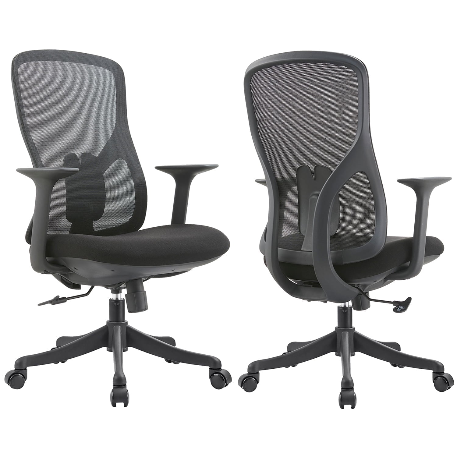 Abeeha Black Office Chair with Molded Foam Seat, Mesh Backrest, Fixed ...