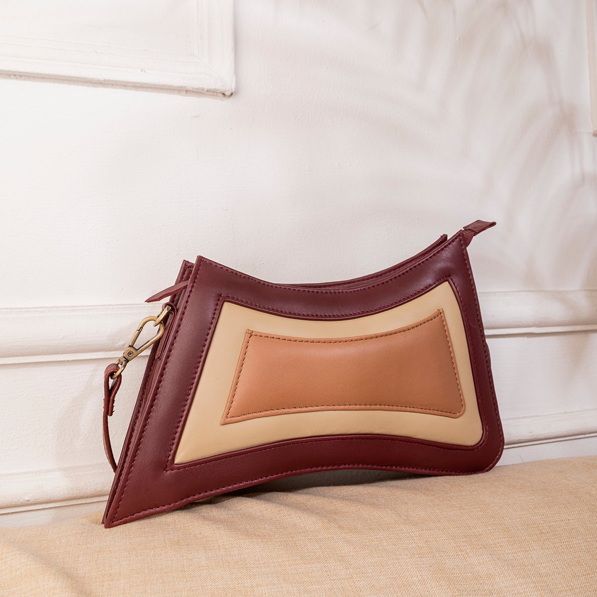 Abelardo Magma Asymmetrical Bag - Maroon Shoulder Leather Bag - Walmart.com