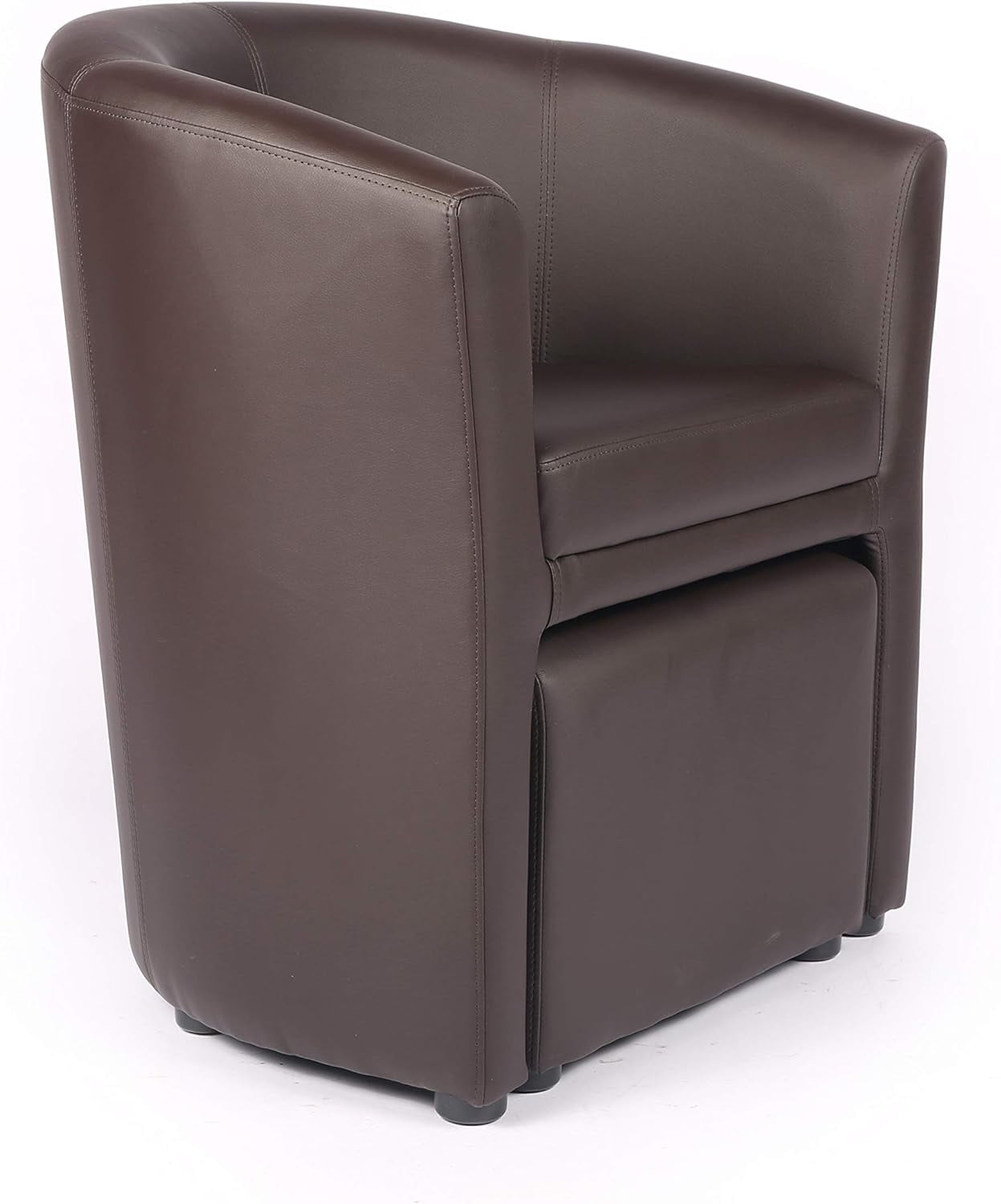 Abella Nesting Accent Club Chair with Foot Stool, PU Leather Upholstery ...