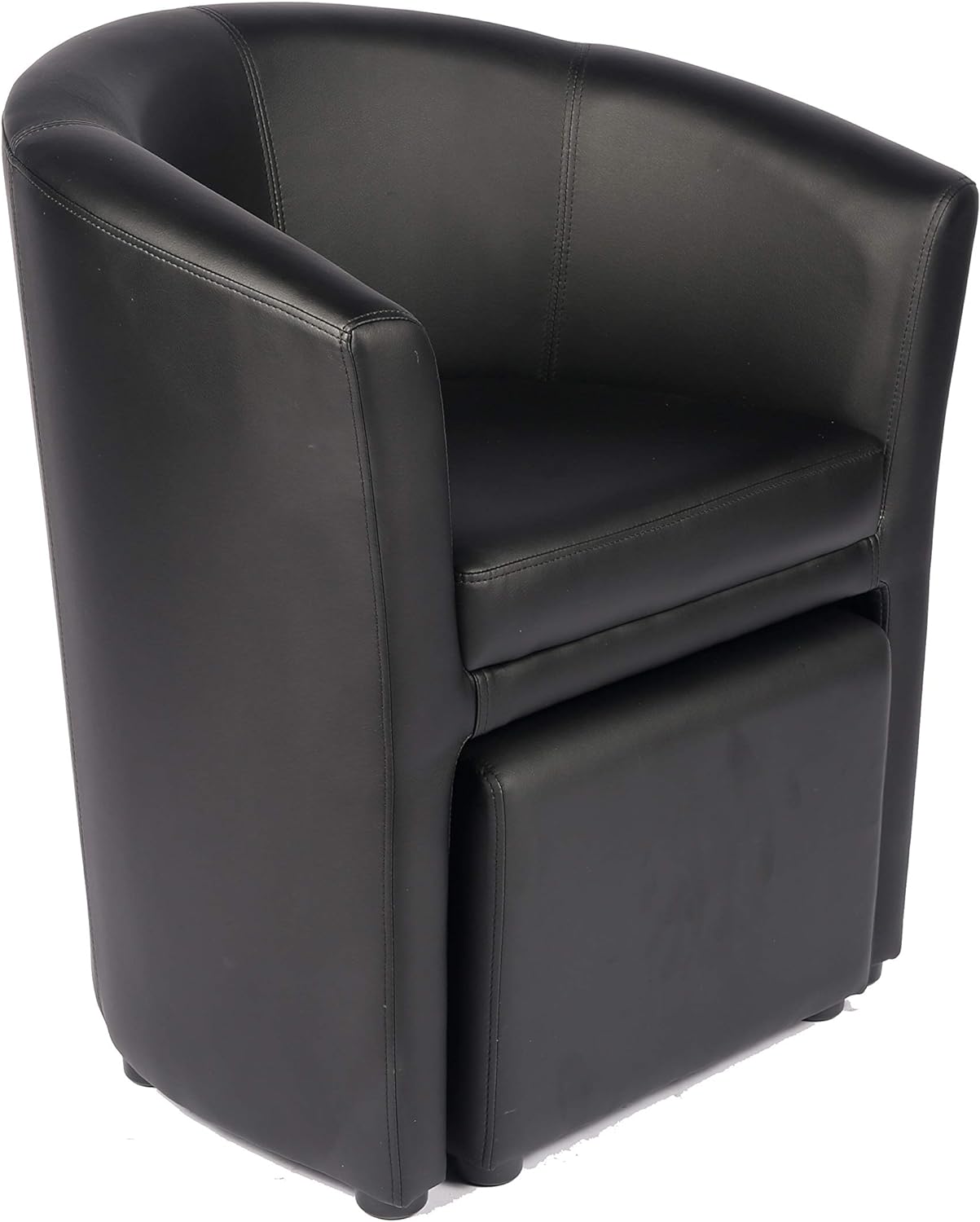 Abella Nesting Accent Club Chair with Foot Stool, PU Leather Upholstery ...