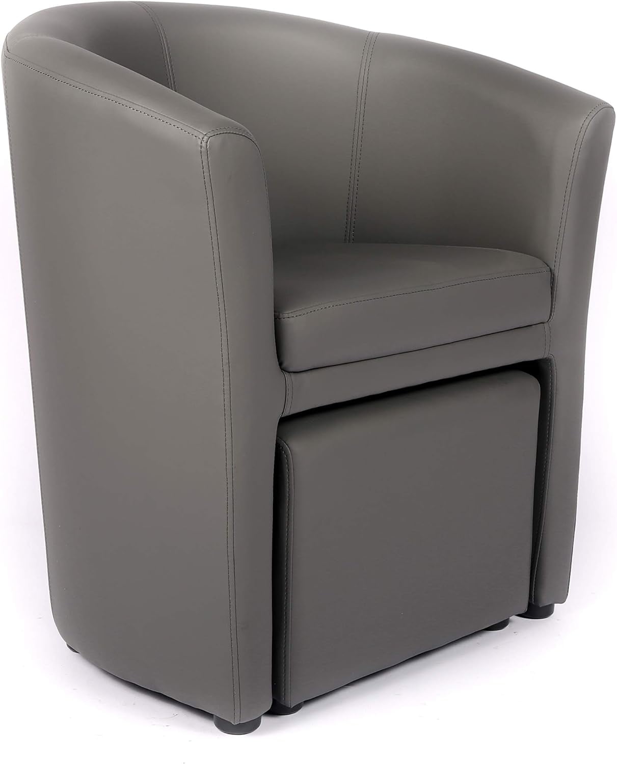 Abella Nesting Accent Club Chair with Foot Stool, PU Leather Upholstery ...