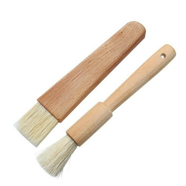 1/2PCS Brushes with Wooden Handle Flat and Round Heads Natural for ...