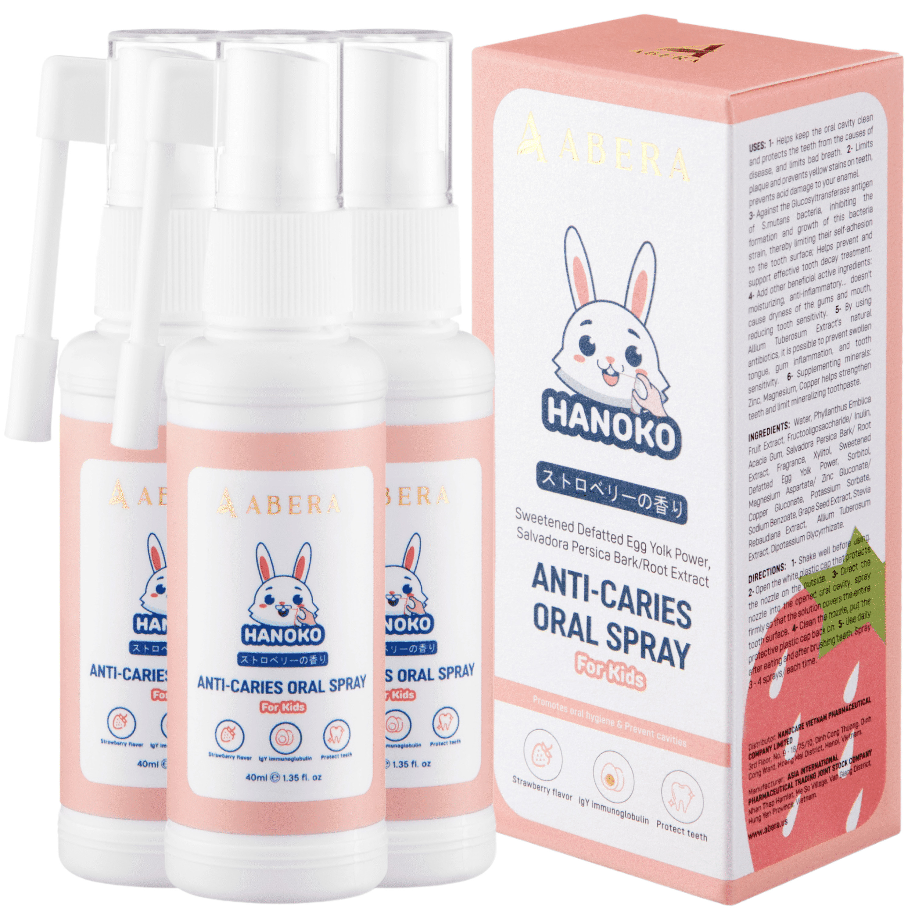 Abera Anti-Caries Kids Oral Spray, Combo 3, Strawberry Flavor, Fluoride ...