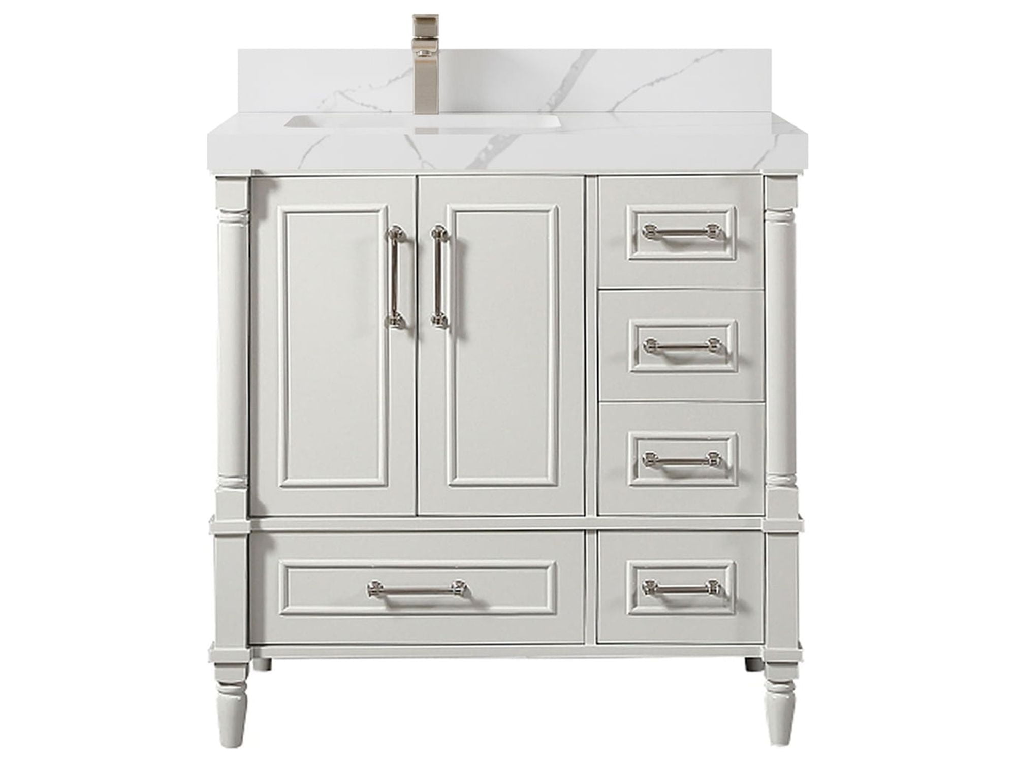Aberdeen 36 in. W x 22 in. D Left Offset Sink Bathroom Vanity in ...
