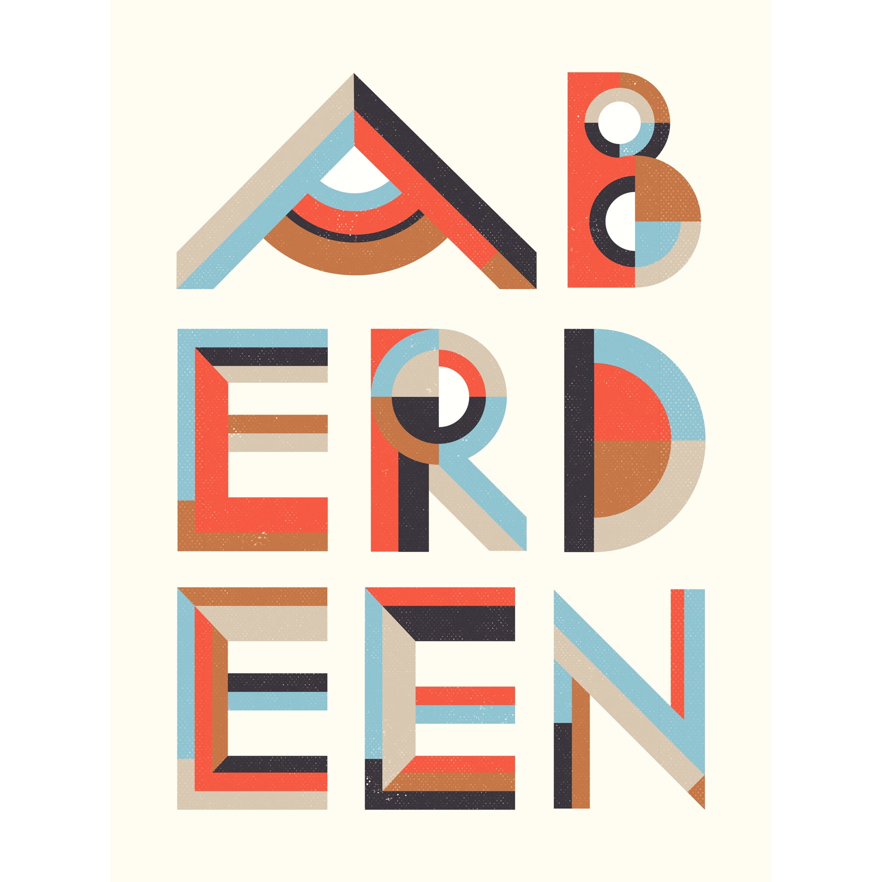 Aberdeen Colourful Word Art Large Wall Art Print 24X32 - Walmart.com