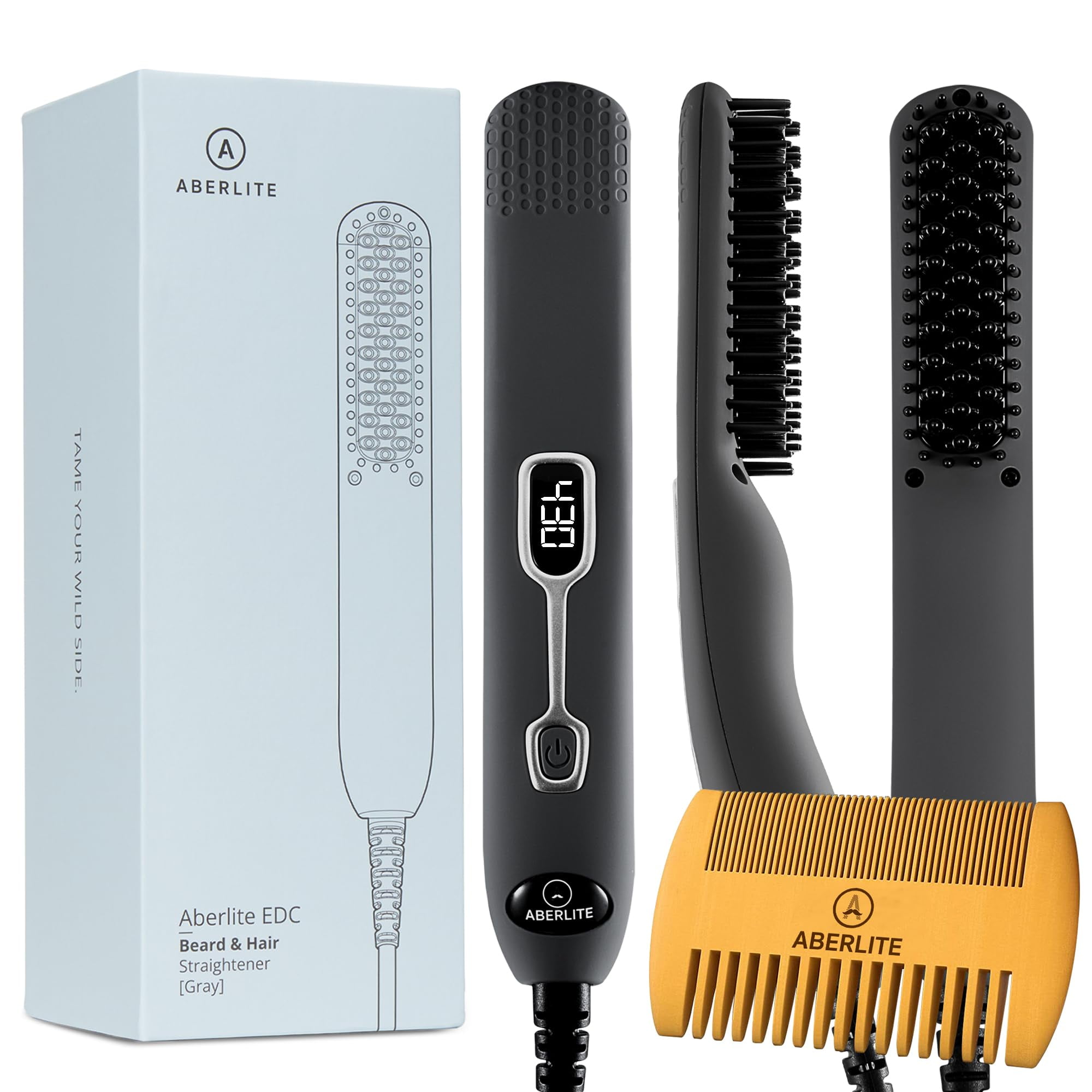 Aberlite EDC - Premium Beard Straightener Brush - Professional Heated ...