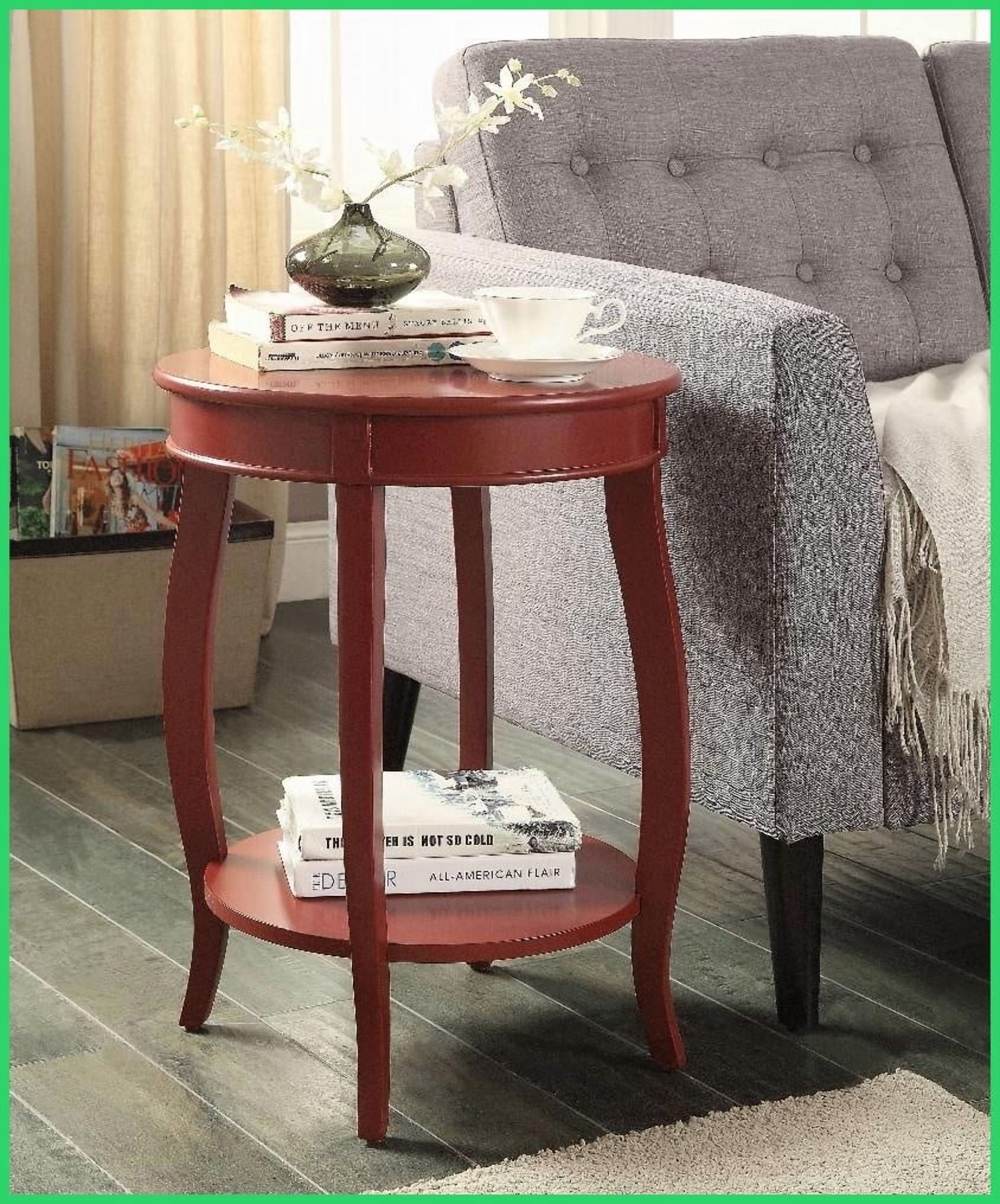 Aberta Red Coffee Table with Wooden Cabriole Legs & Bottom Shelf, Space ...