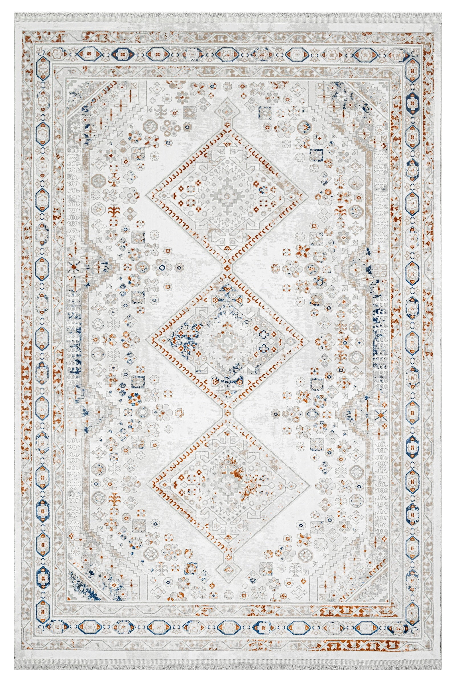 Abetment Blue Tribal Acrylic Area Rugs for Living Room Jacquard ...