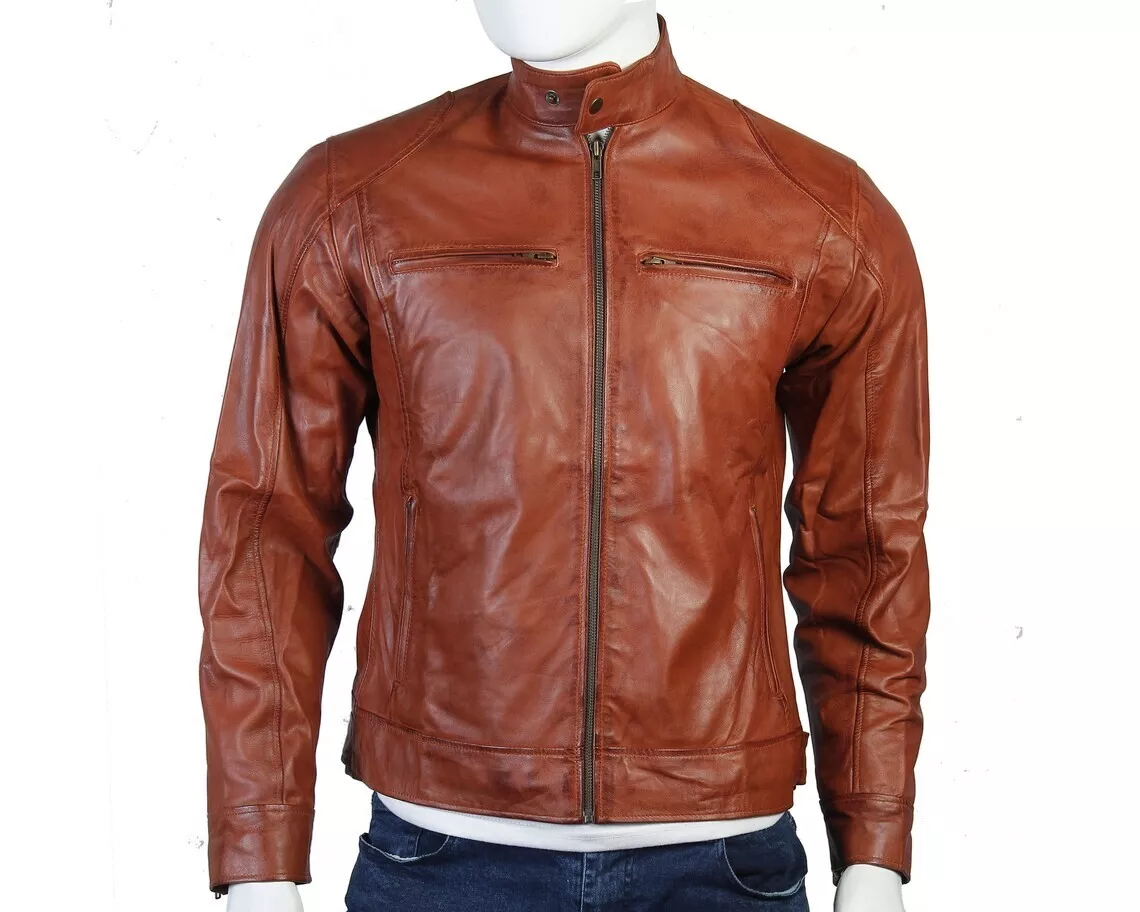 Abez Men's Diamond Quilted Bomber Pure Lambskin Leather Jacket off ...