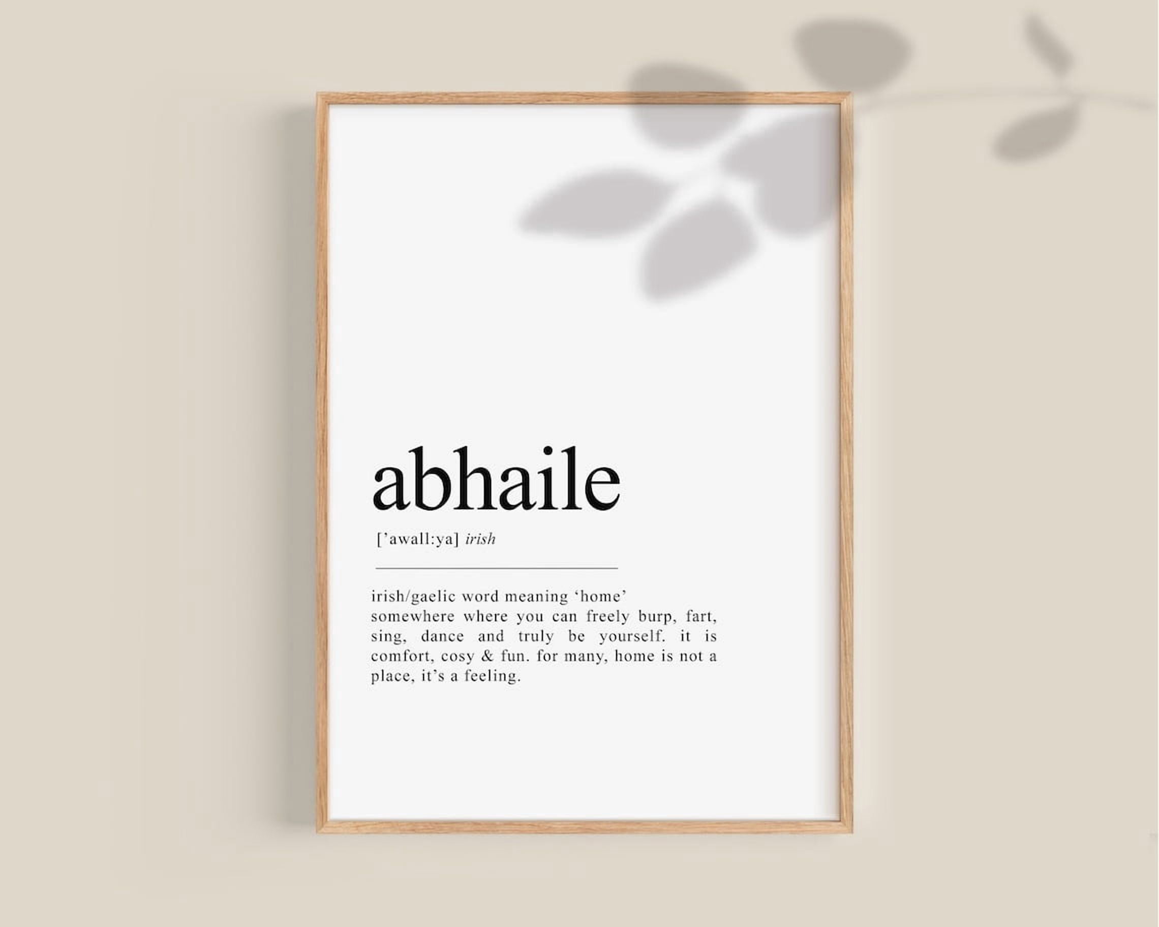 Abhaile Irish Definition Poster Gaelic Home Decor Poster, Unframed ...
