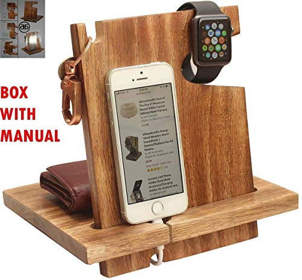Abhandicrafts Wooden Docking Station - Wood Organizer Stand for Men ...