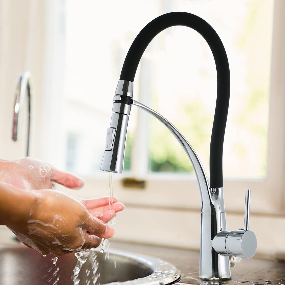 Abhsant Kitchen Mixer Tap with Pull Down Dual Function Sprayer Single ...