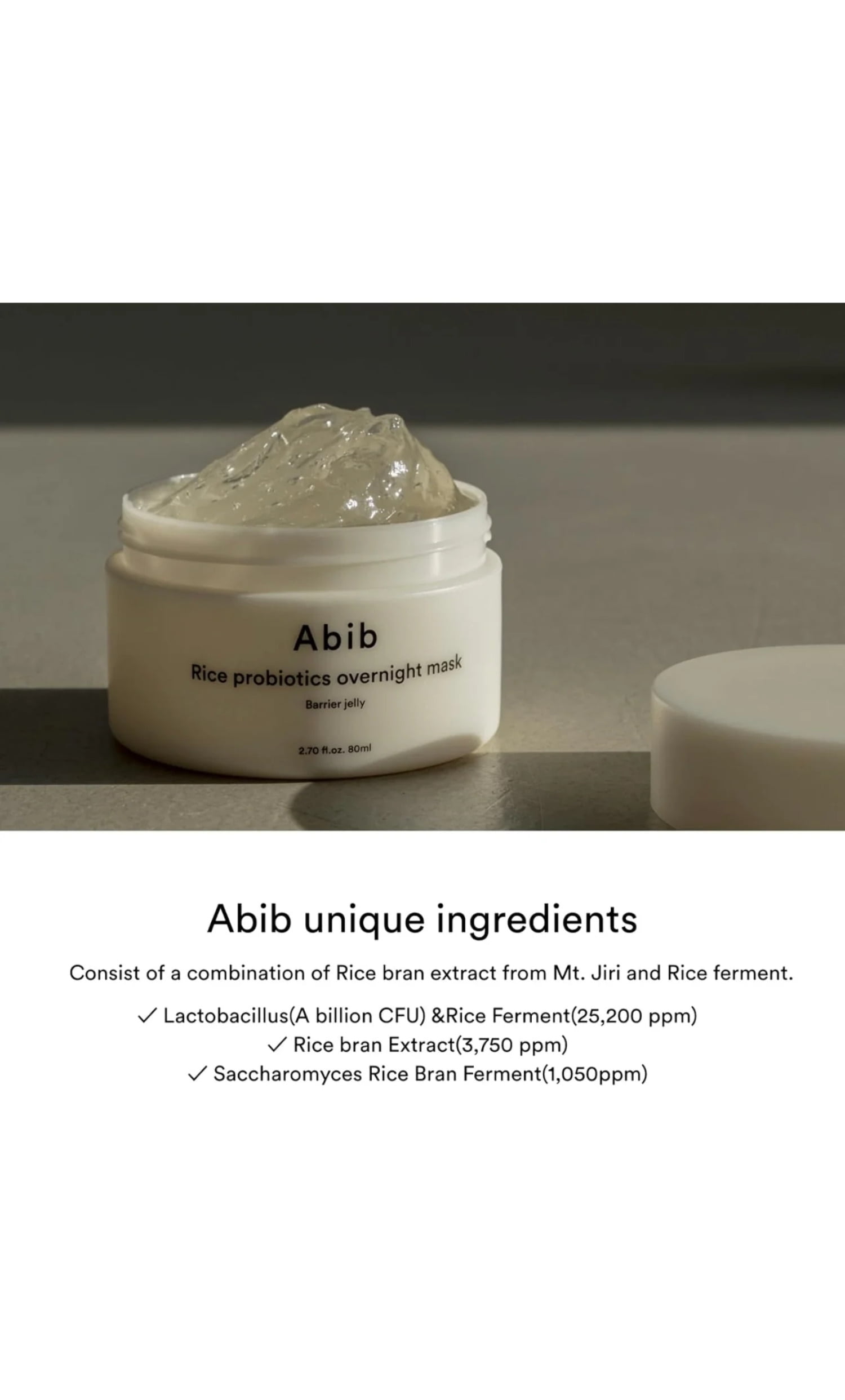 Abib Rice Probiotics Overnight Mask Barrier Jelly 80ml - Walmart.com
