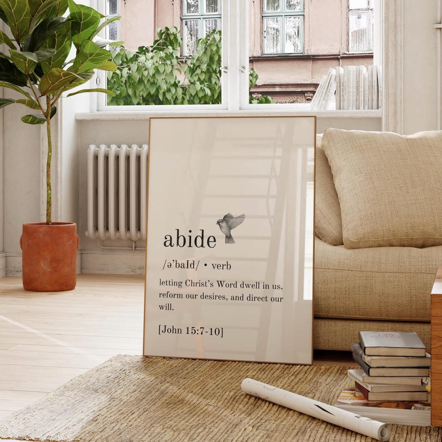 Abide Definition Poster Christian Wall Art Bible Inspired Poster Faith ...