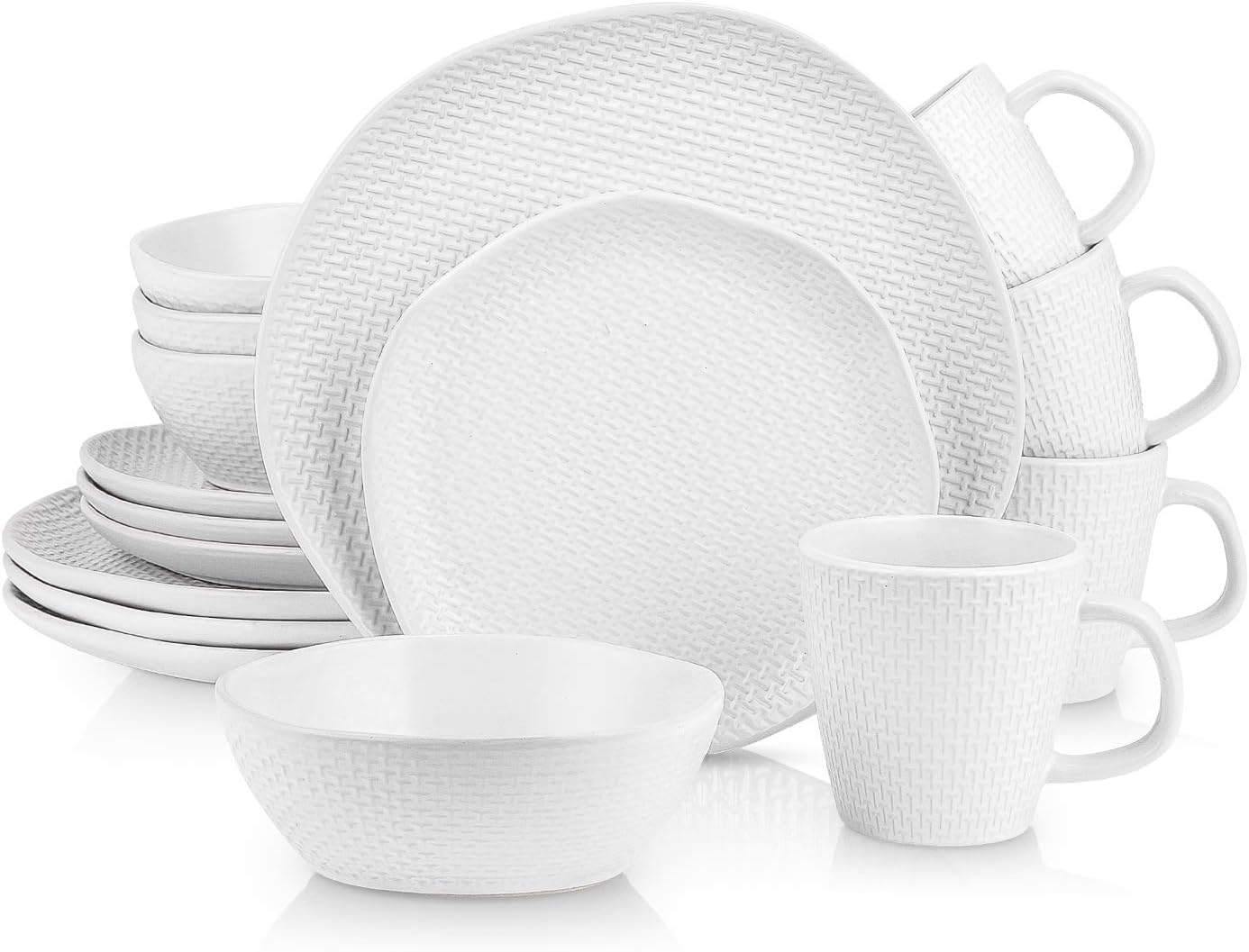 Abigail 16-Piece Dinnerware Set, Stoneware, White - Walmart.com