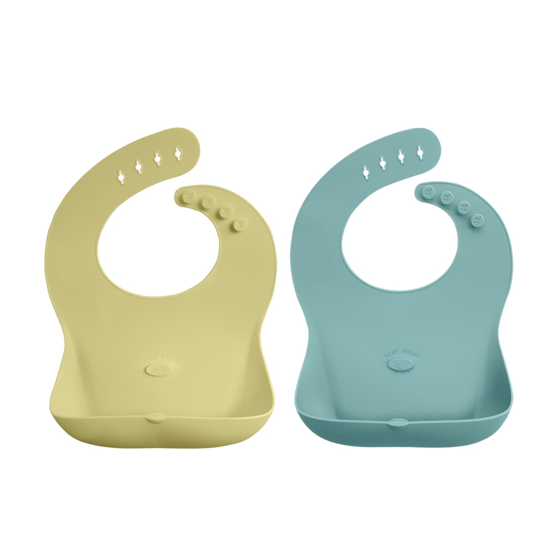 Abiie Ruby Wrapp Silicone Bibs for Babies with Front Pocket - Waterproof Bib - Stain Resistant ...