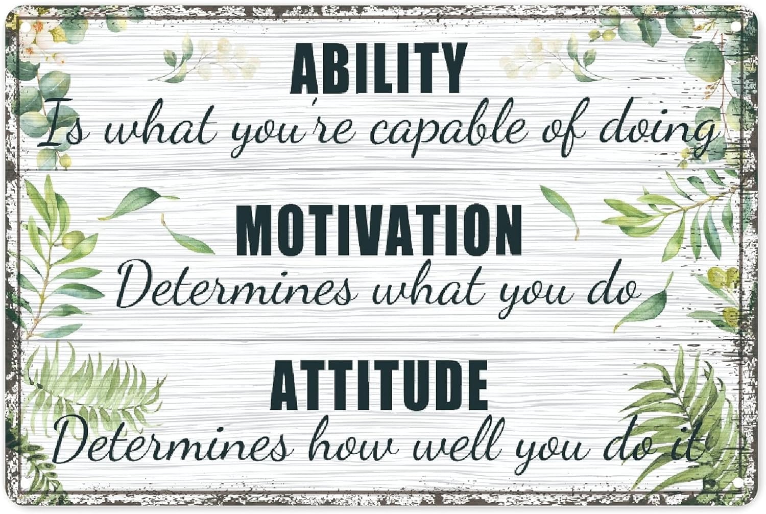 Ability Motivation And Attitude Aluminum Metal Sign,wall Decor Poster ...