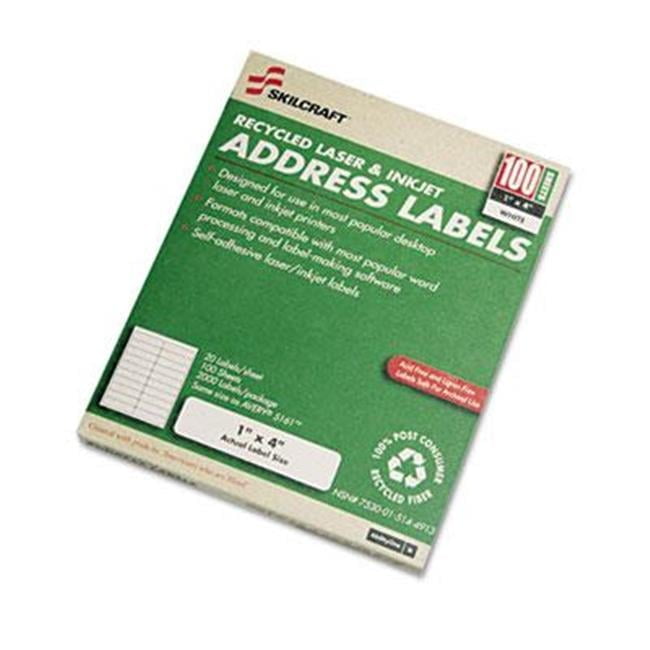 AbilityOne 5144913 7530015144913 1 x 4 in. Recycled Laser & Inkjet ...