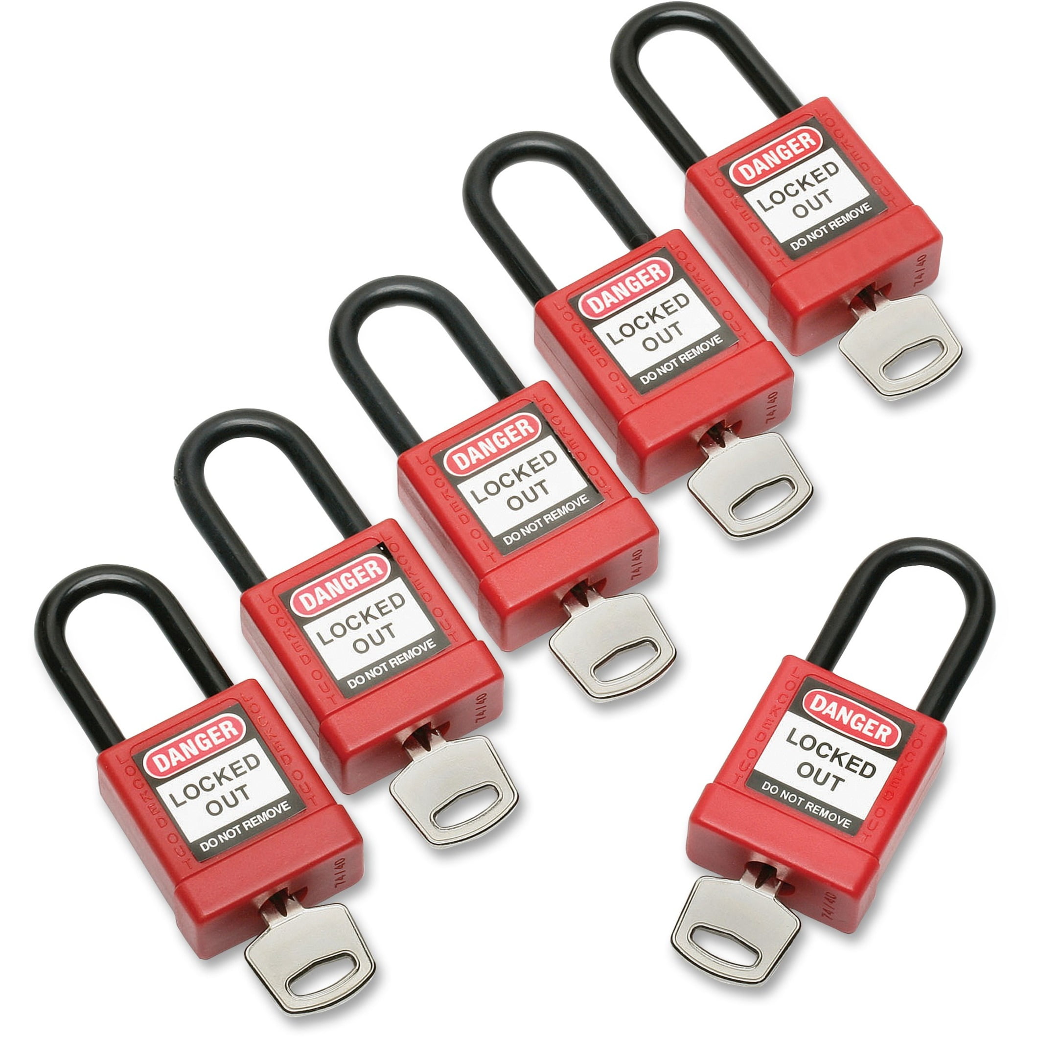 AbilityOne 5340016502636, Lockout Tagout Padlocks, 1 Set of 6 Keyed ...