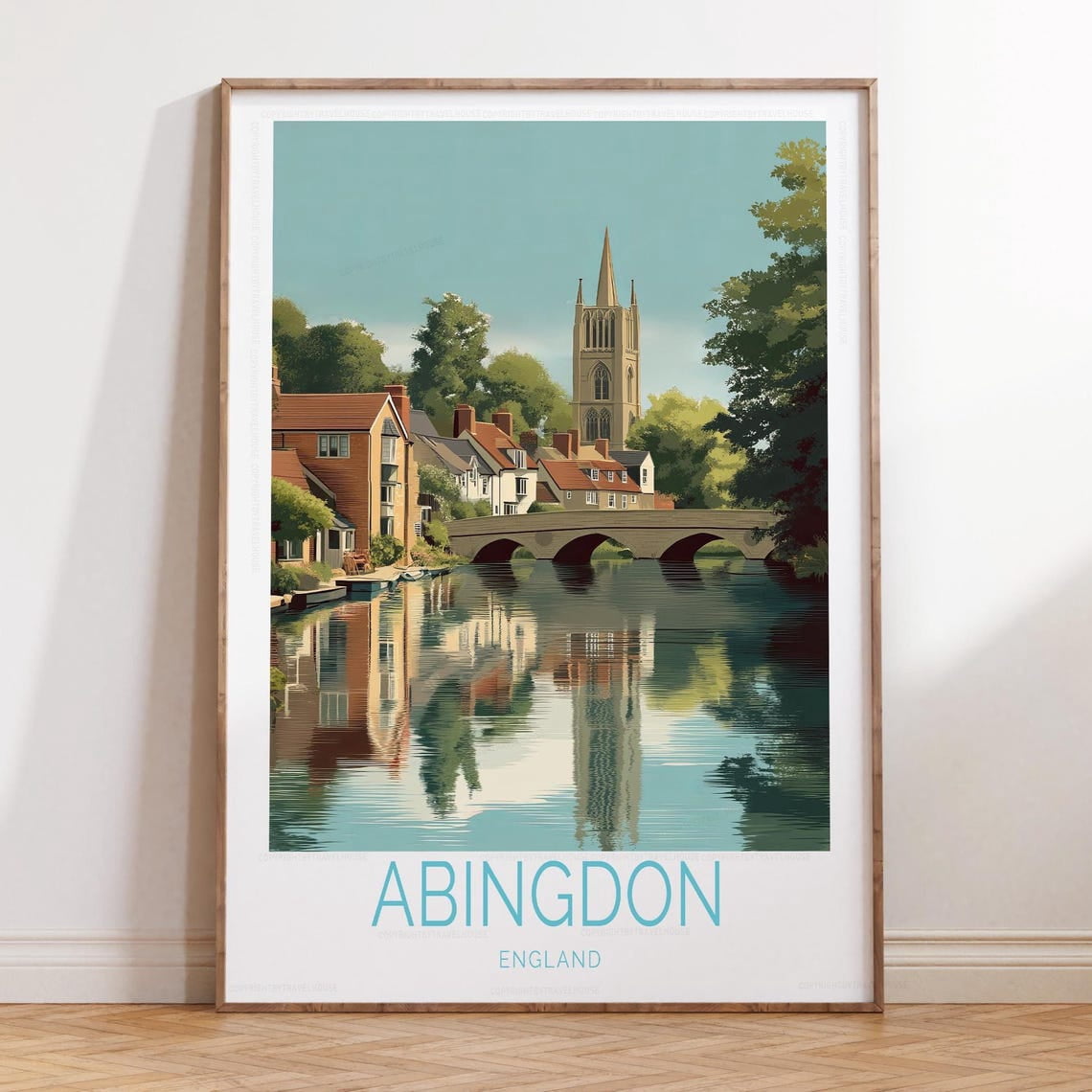 Abingdon England Traditional Townscape Wall Art, Unframed Paper Print ...