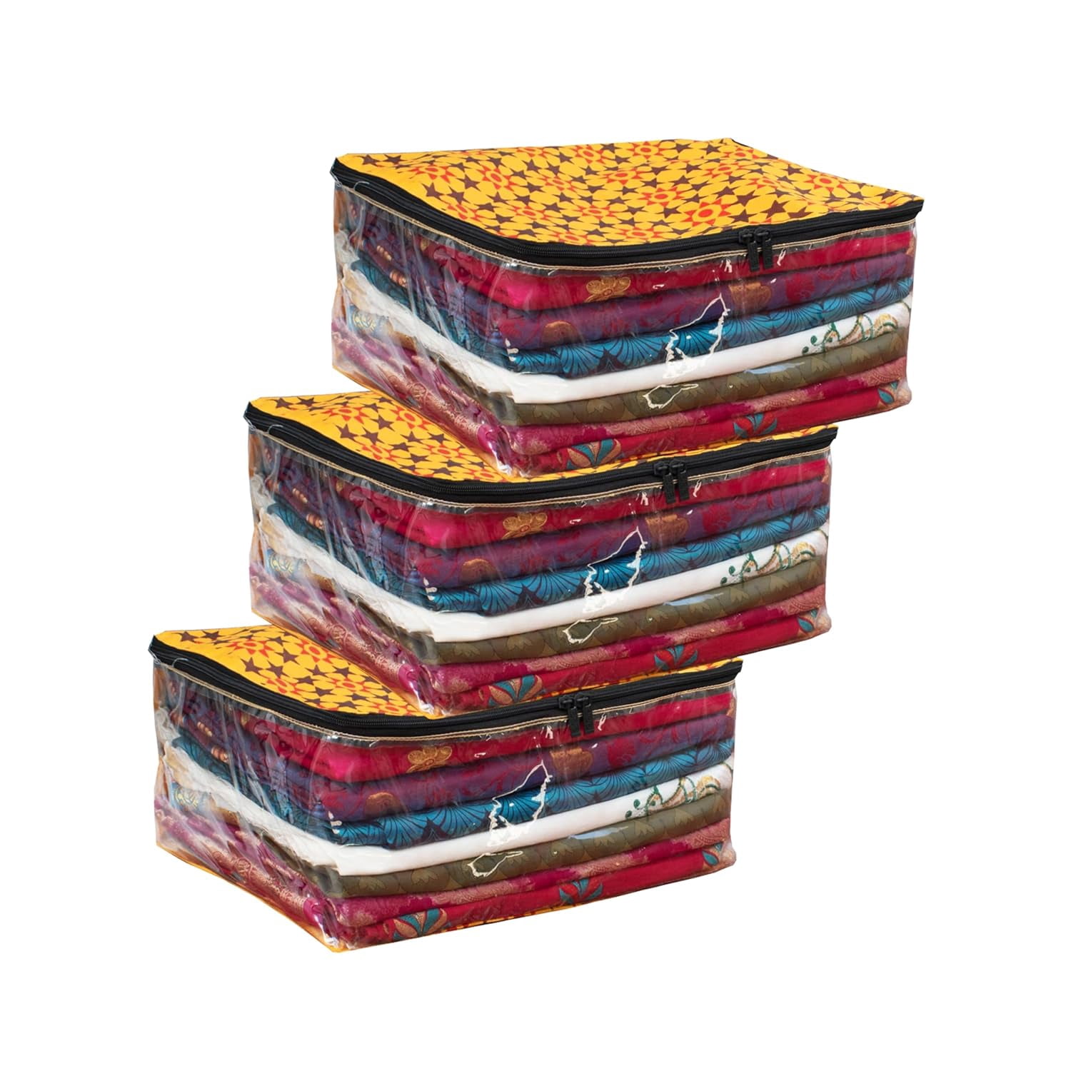 Abirami Kitchen 3 Side Transparent Saree Covers With Zip Transparent ...