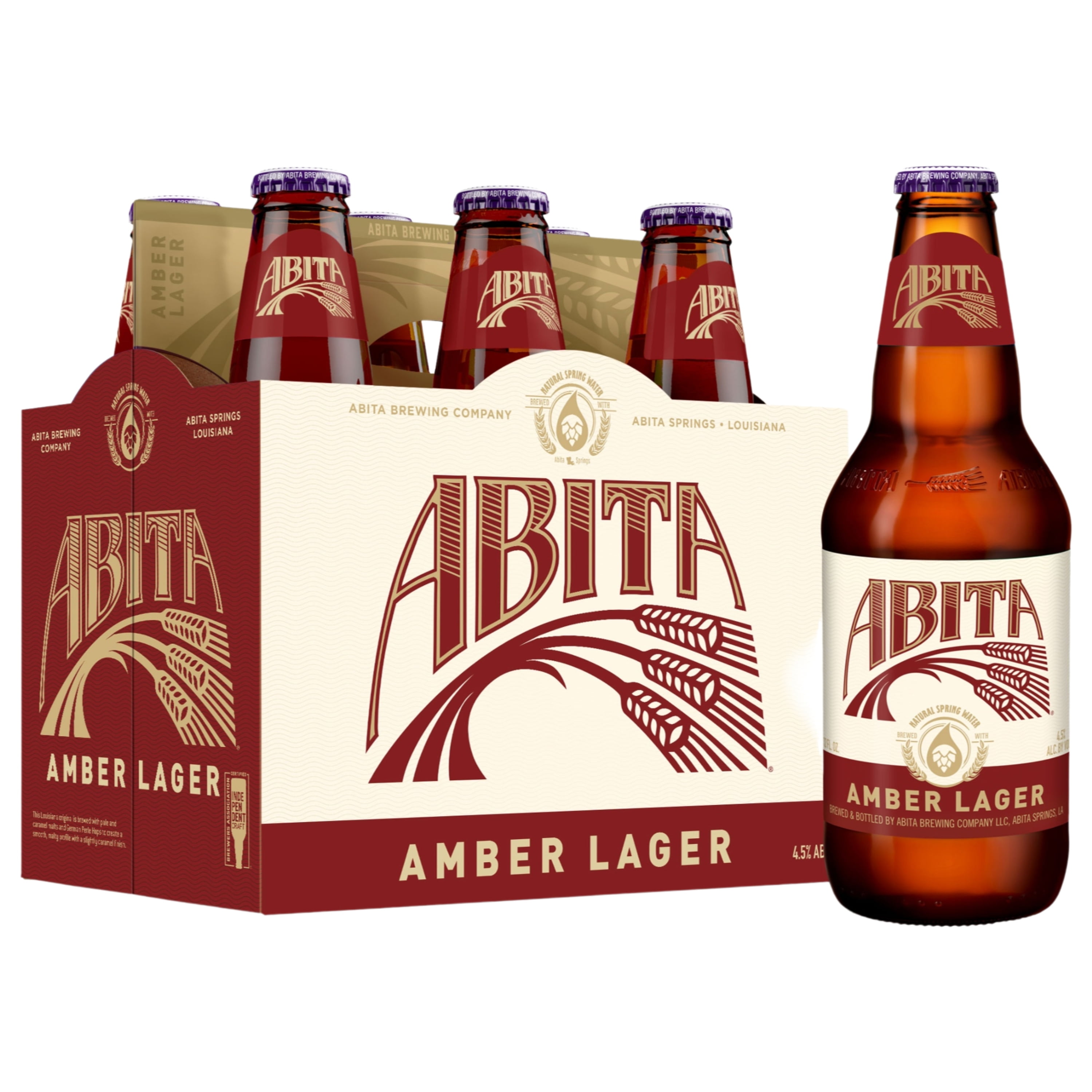 Abita Brewing Amber Lager, Craft Beer, 6 Pack Bottles, 12 fl oz, 4.5% ...