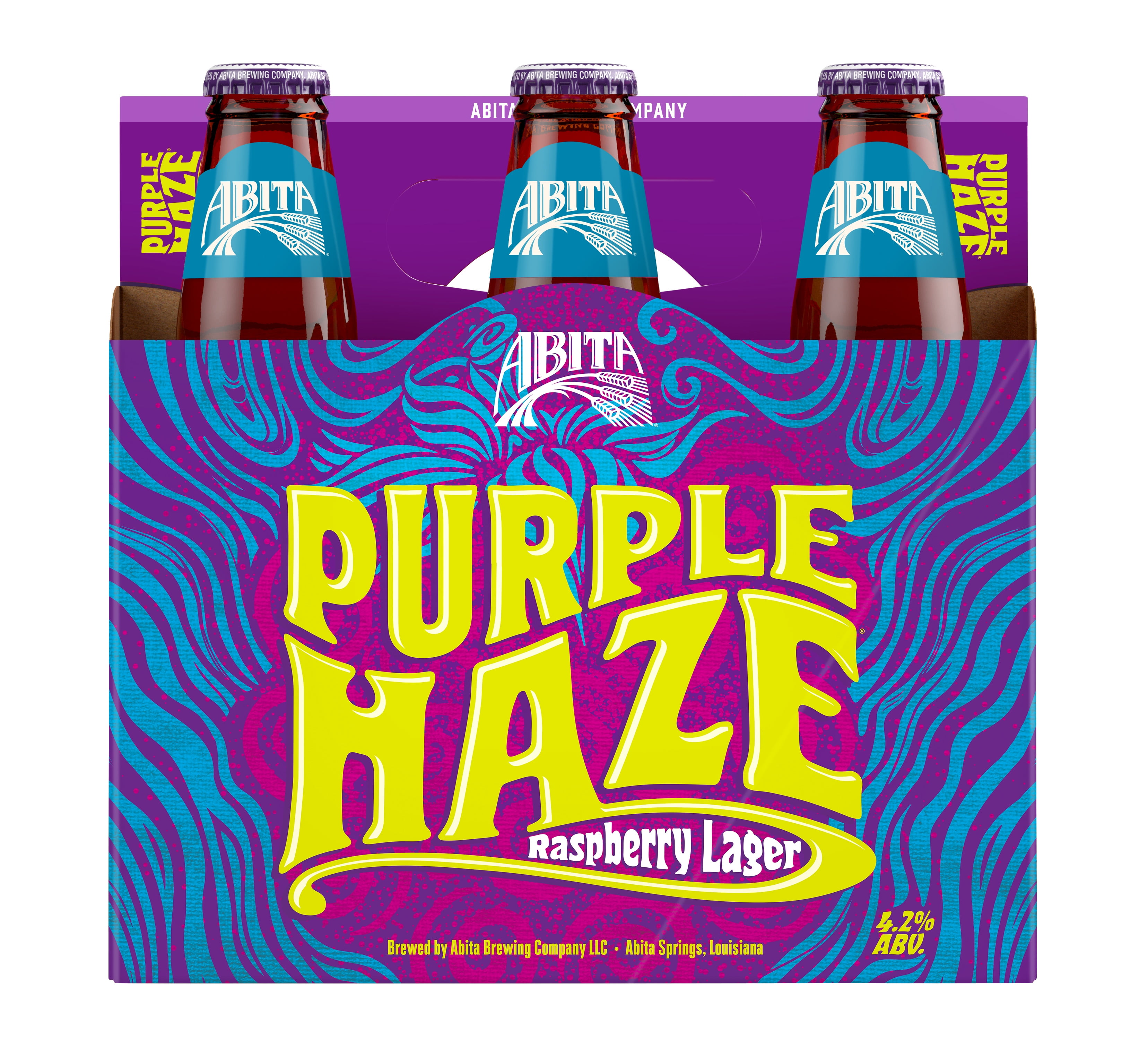 Abita Purple Haze Raspberry Lager, Craft Beer, 6 Pack Bottles, 12 fl oz, 4.2% ABV - Walmart.com