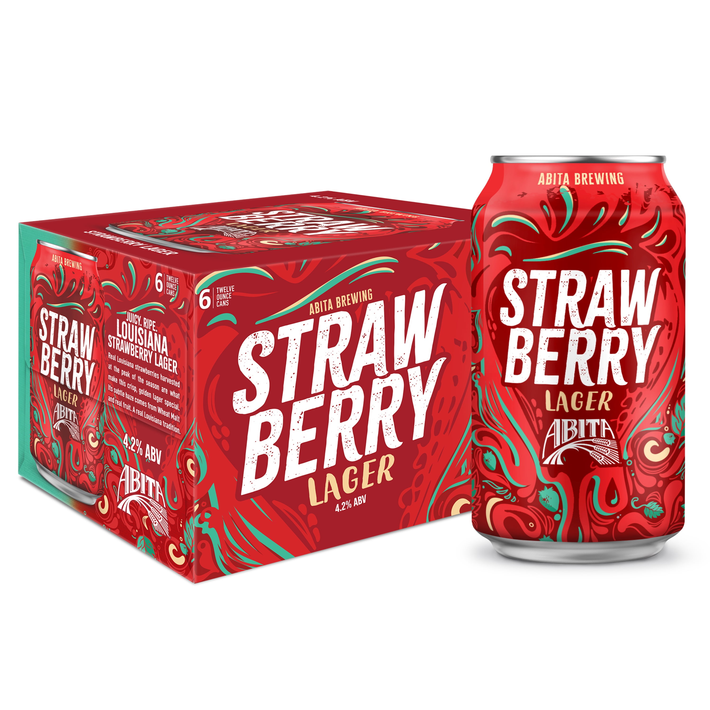 Abita Strawberry Lager, Craft Beer, 6 Pack Cans, 12 fl oz, 4.2% ABV ...