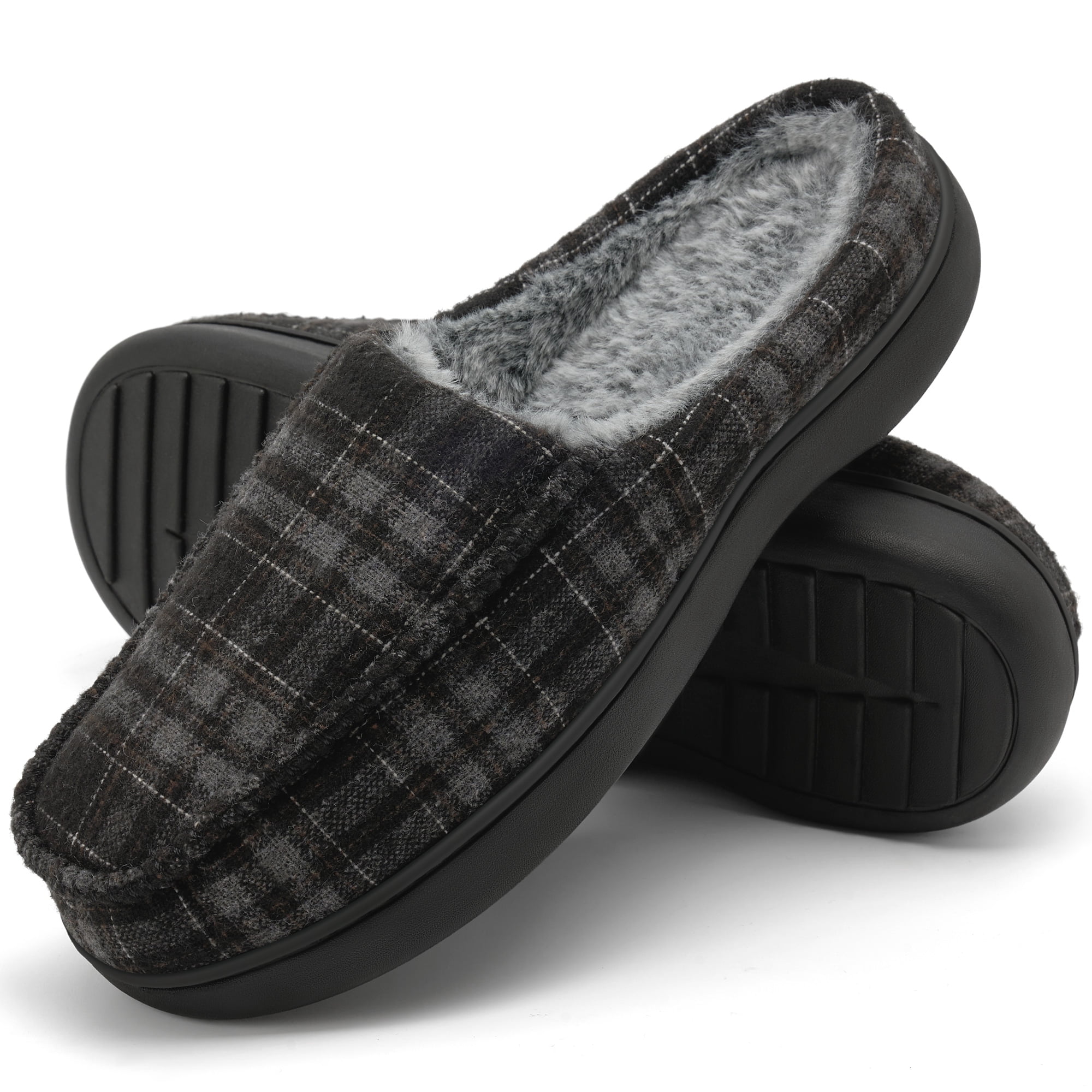 Ablanczoom Mens Slippers: Memory Foam House Slippers Fuzzy Faux Fur Men ...