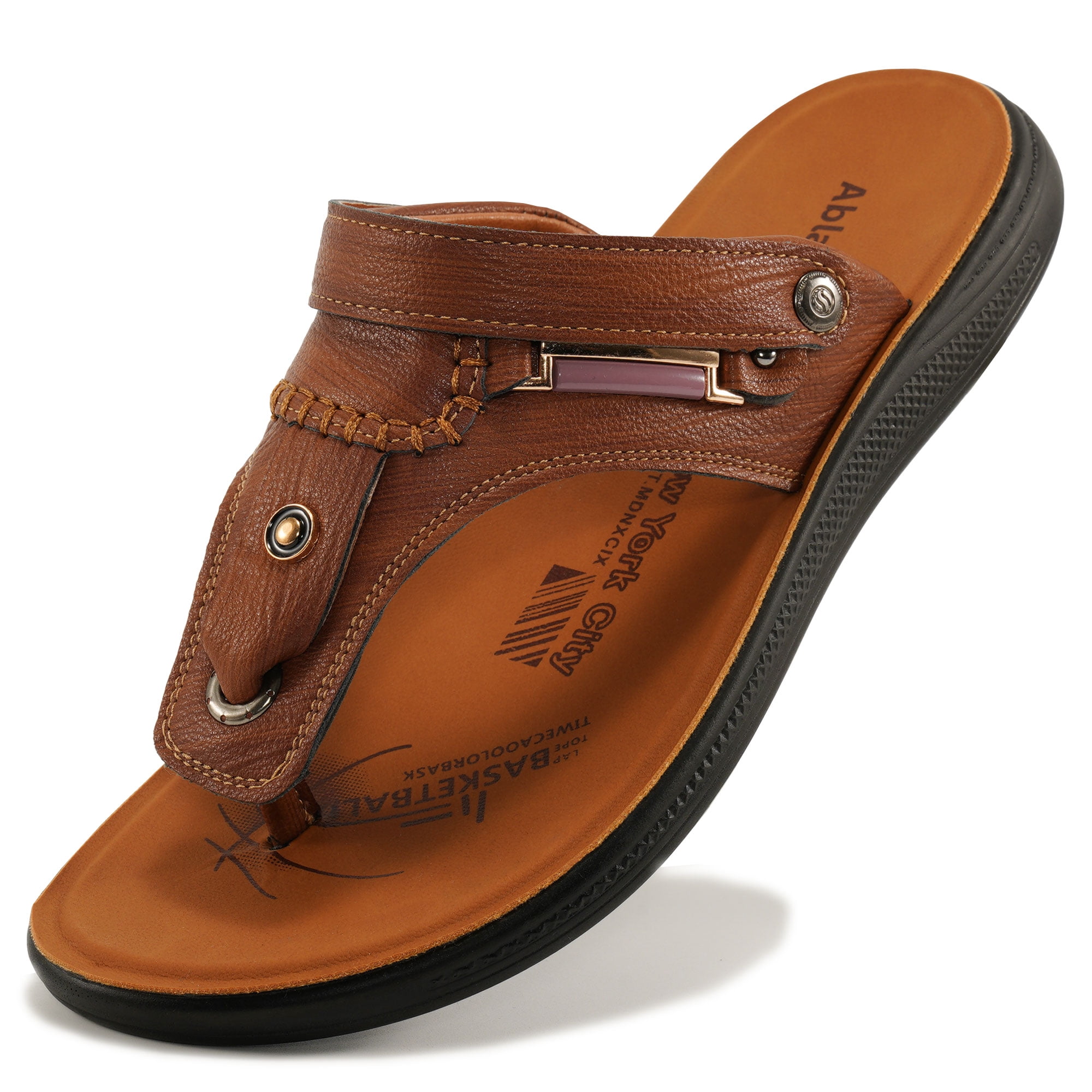 Ablanczoom Sandals Mens Slides Shoes Slip on Comfort Cushion Men Flip-Flops Indoor Outdoor ...