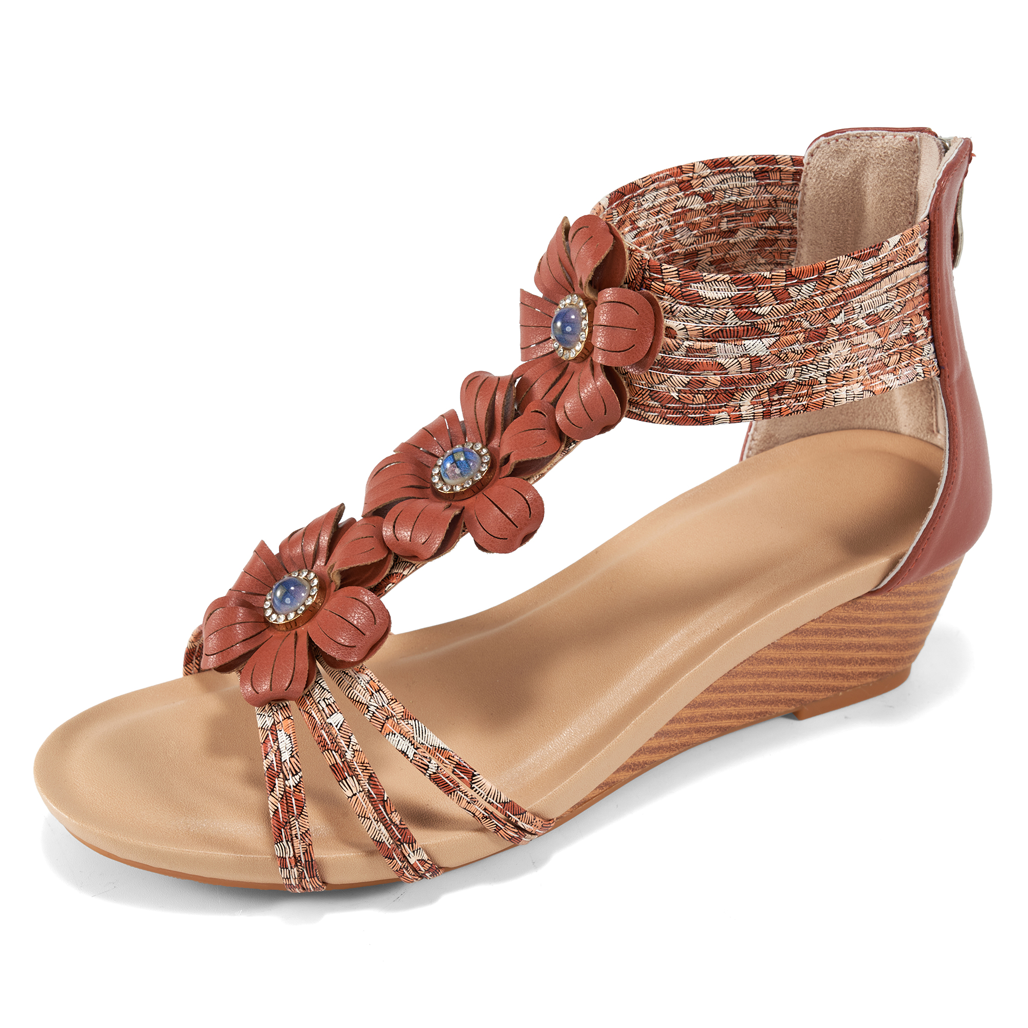 FUZZY Anya Women Extra Wide Width Platform Corkscrew Wedge High Heel ...