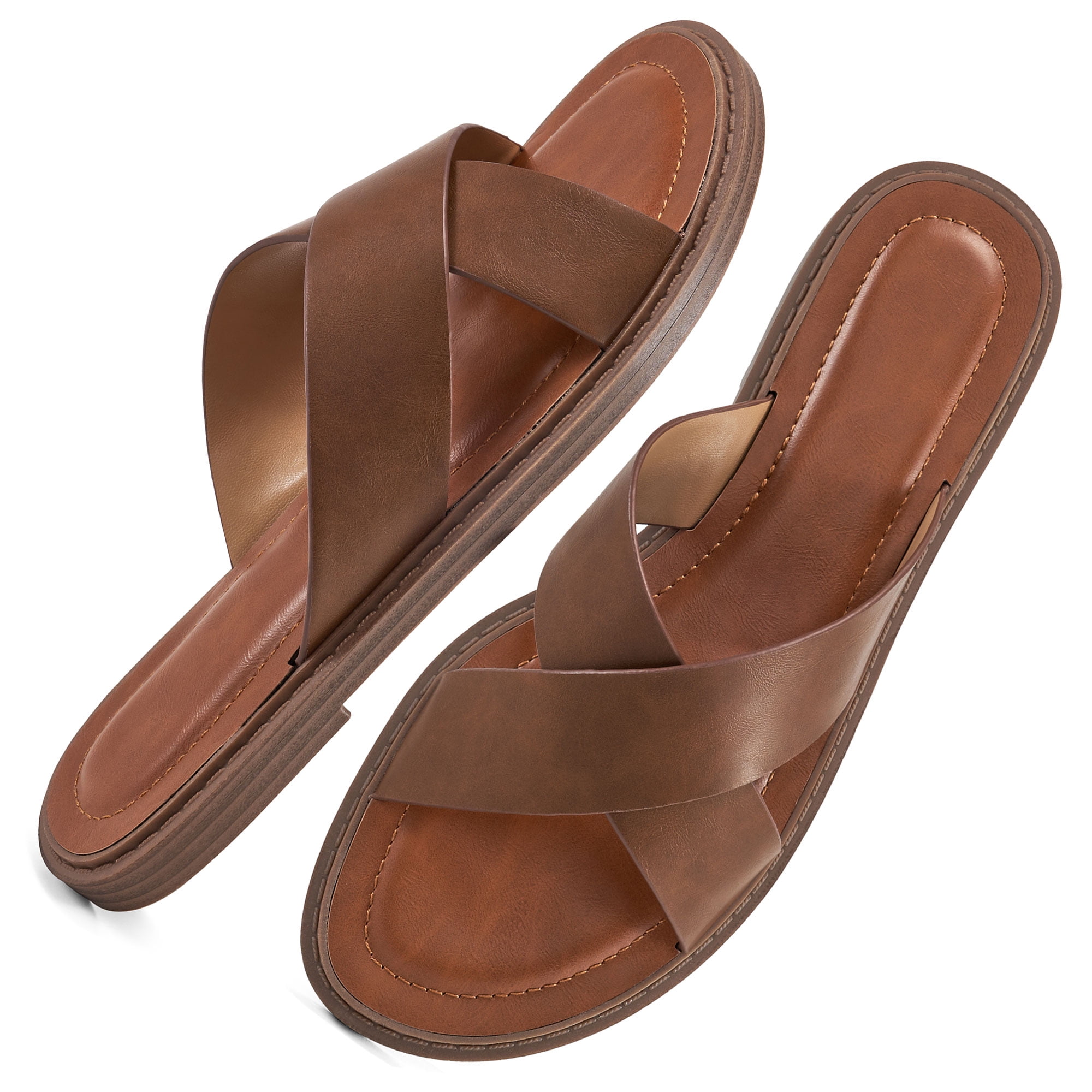 Ablanczoom Womens Sandals Dressy Slides: Comfortable Flat Slides for ...