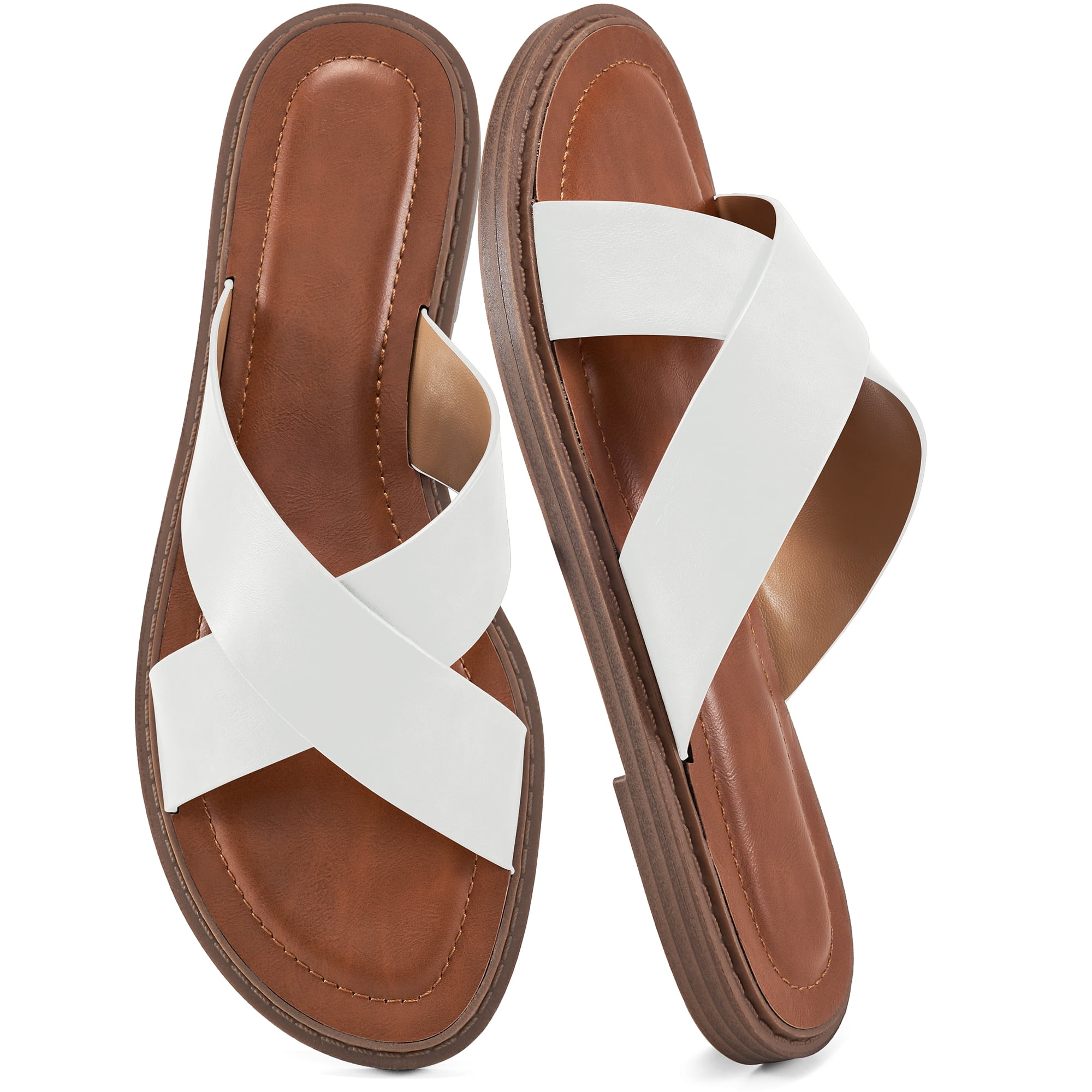 Ablanczoom Womens Sandals Dressy Slides: Comfortable Flat Slides for ...