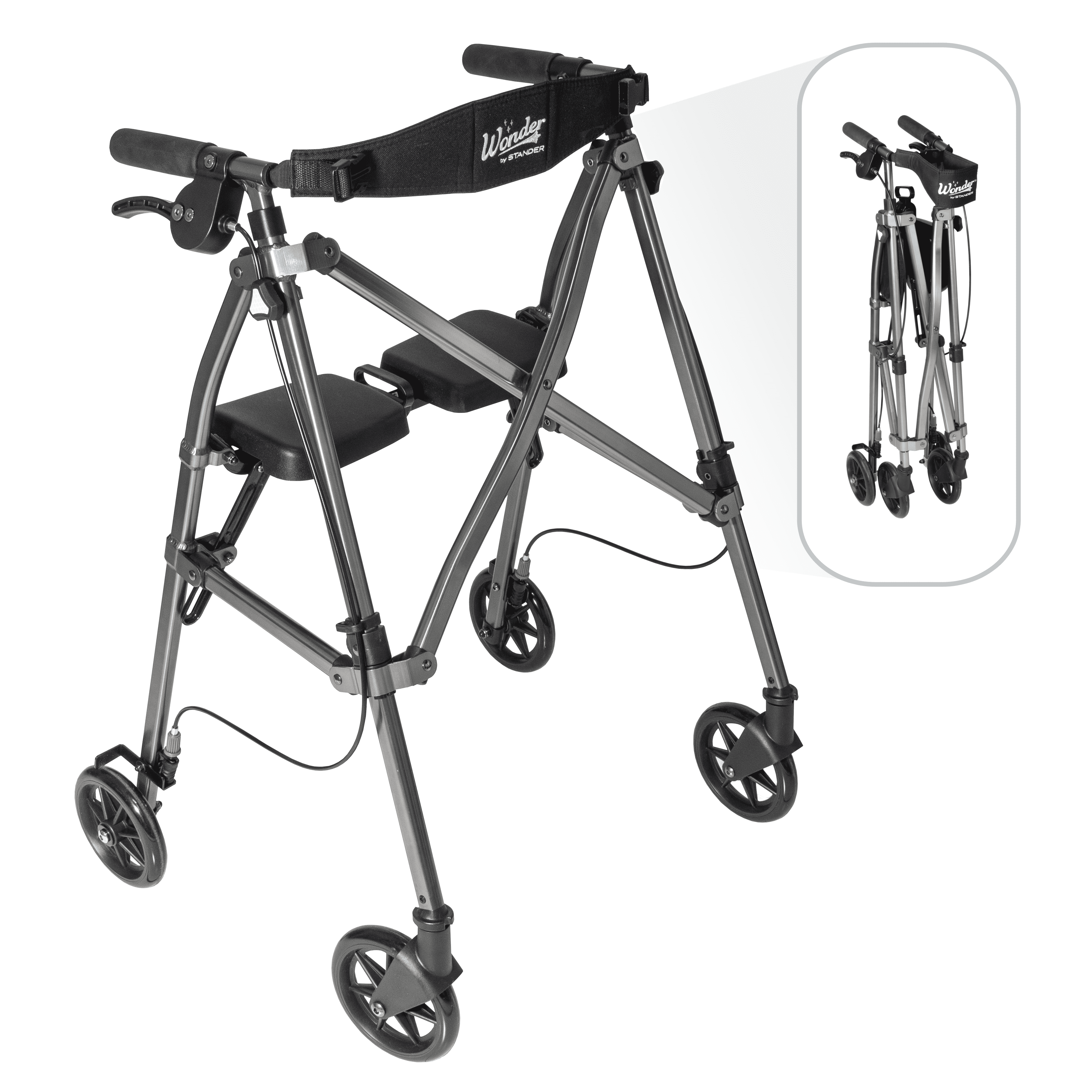 Stander Wonder Rollator, Lightweight Folding Walker for Seniors, Space ...