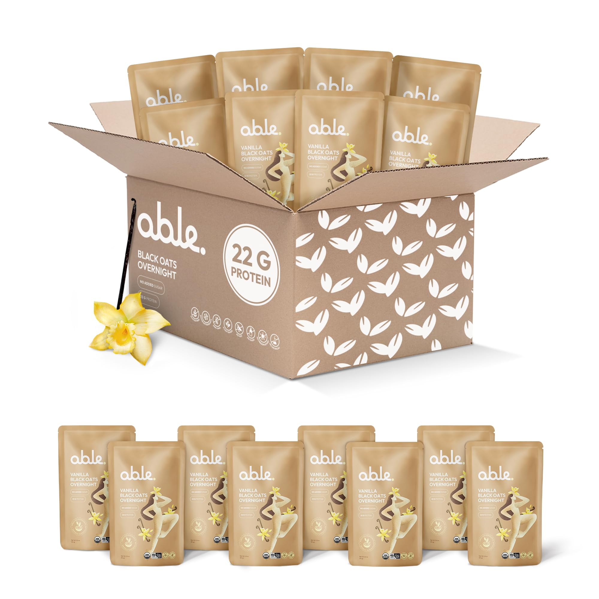 Able. Pack of 8 MSF2 - Vanilla (Organic) Breakfast with 22g Plant ...