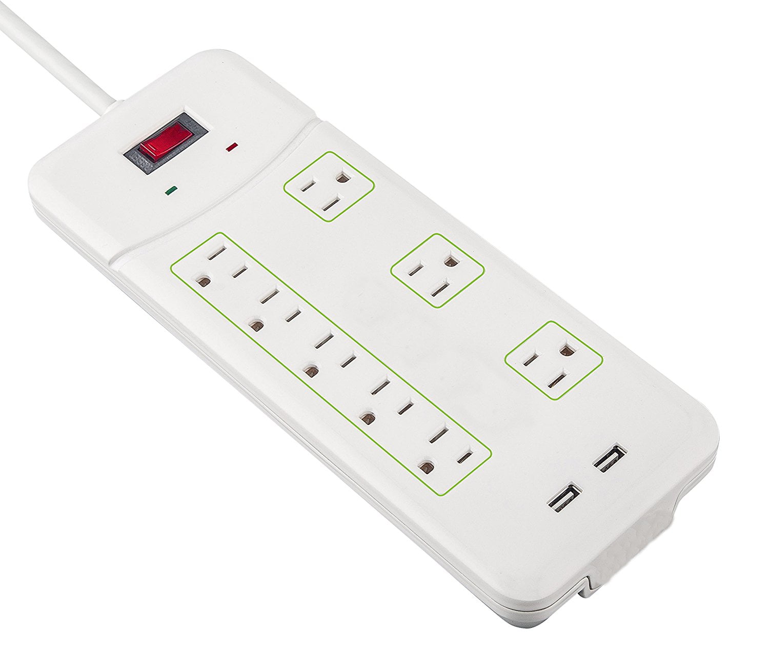 AblePower 8 Outlet Power Strip Surge Protector with 2 USB and ...