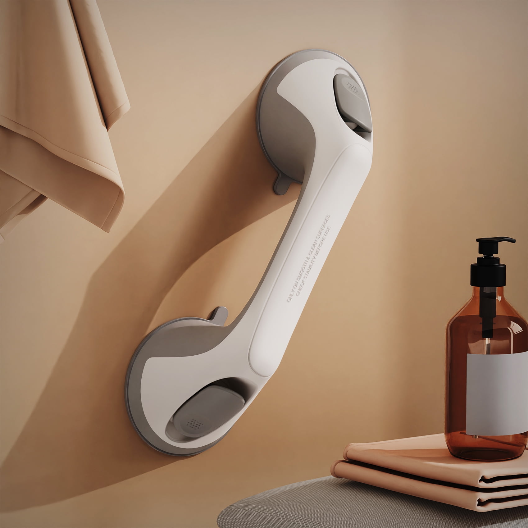 Ablecare 12" Single Pack Suction Cup Grab Bar for Bathroom & Shower ...