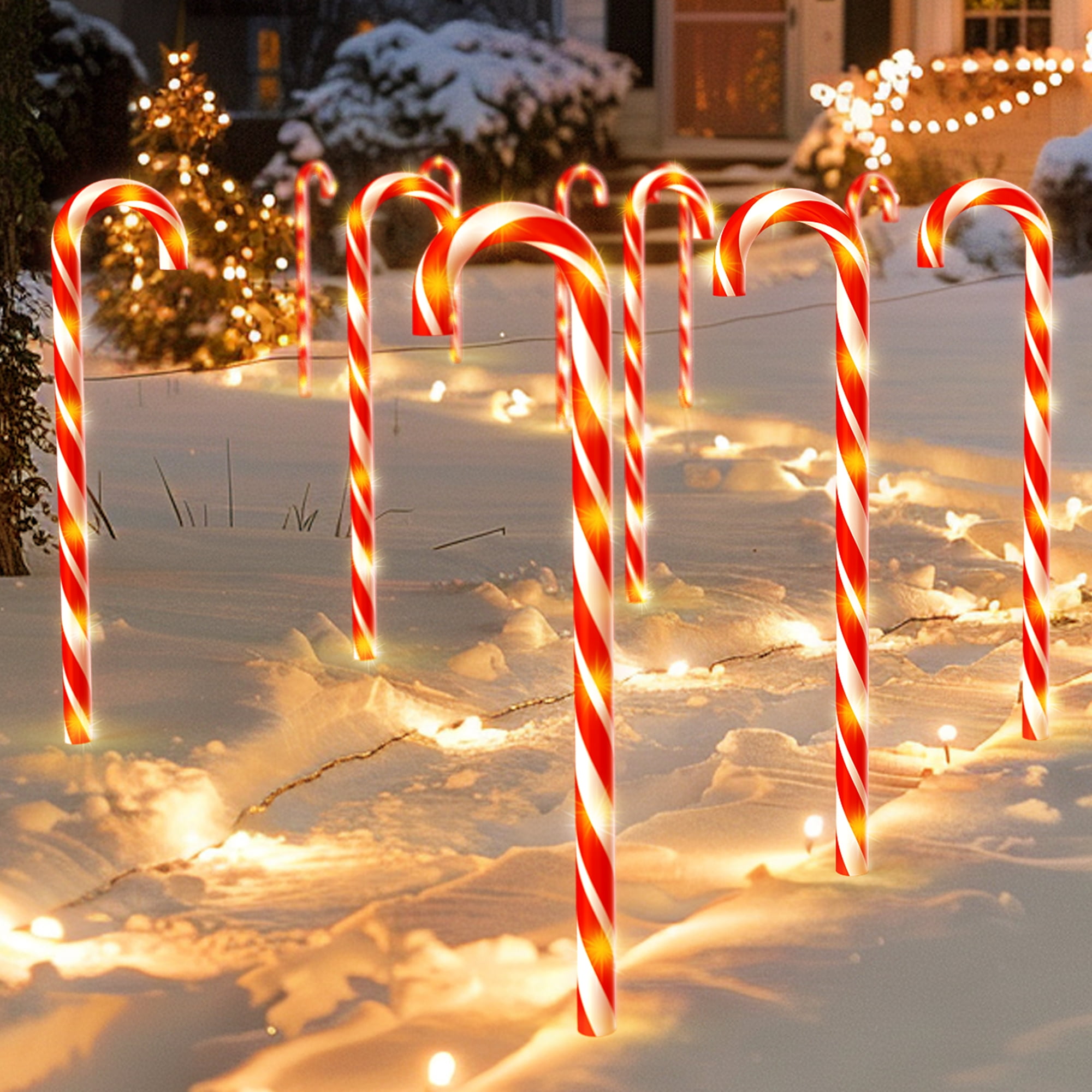 Ablegrid 10 Pack 8 Modes 30" Christmas Candy Cane Light Flickering ...