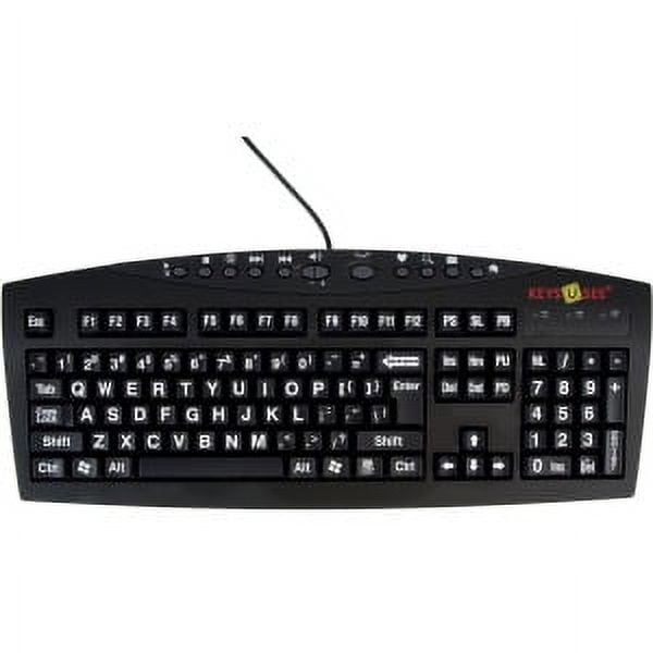 Ablenet Keys-U-See Large Print Wired Keyboard, White Print on Black ...