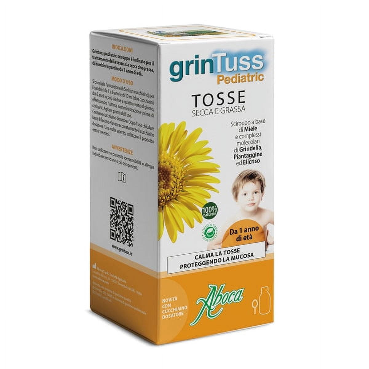 Aboca GRINTUSS Pediatric Syrup Dry and Fatty Cough Honey 128gr ...